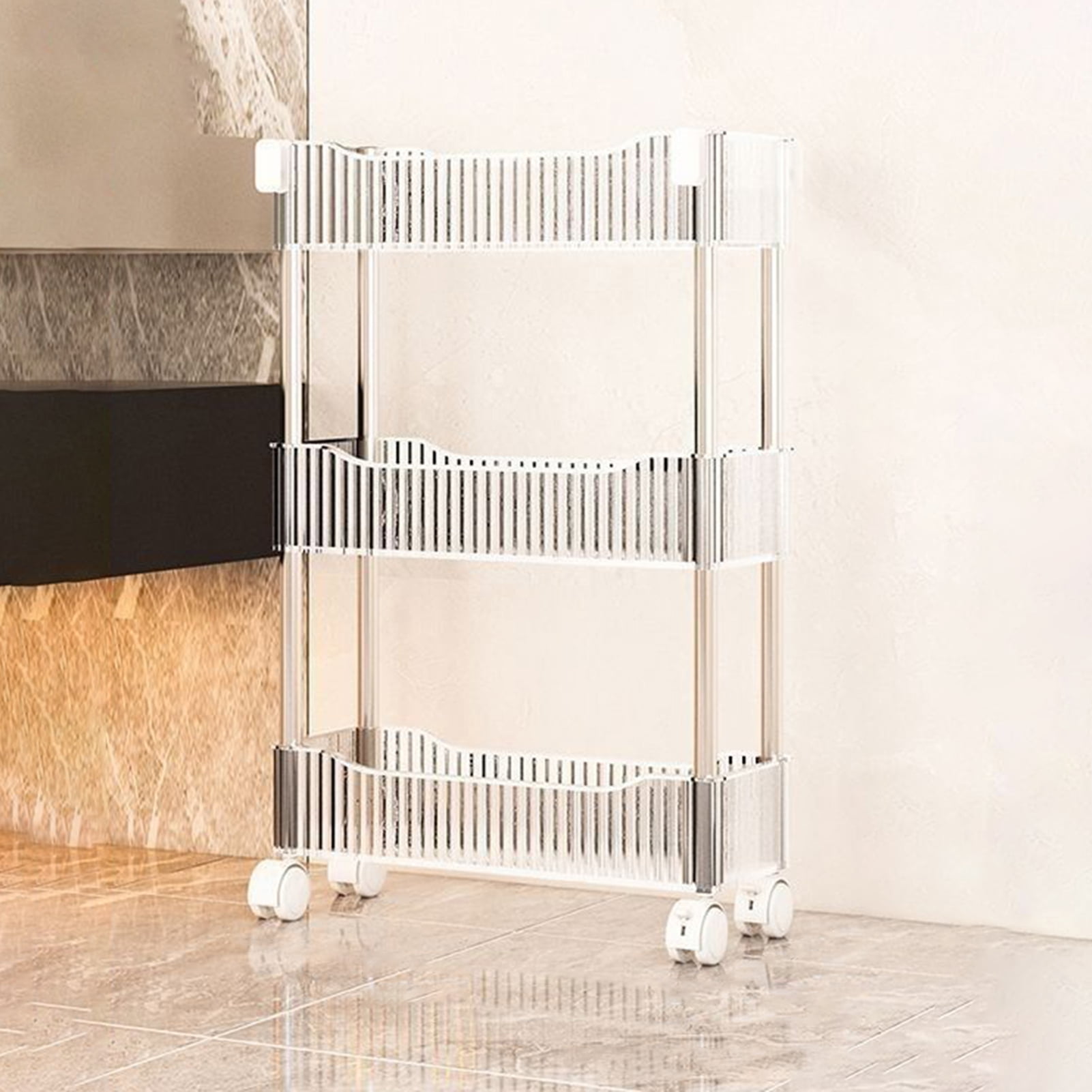 Pebbuoy Multifunction Rolling Utility Cart,Storage Rack Trolley with ...