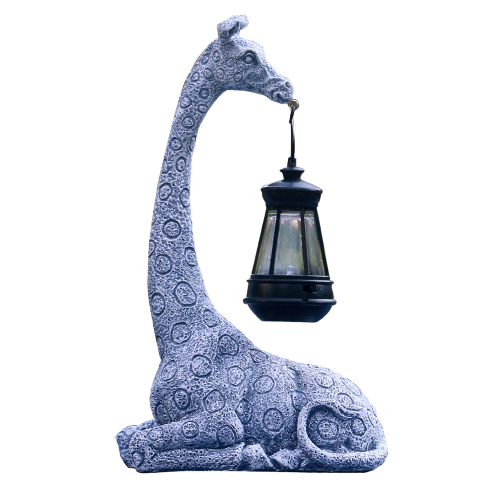 Pebbuoy Outdoor Garden Giraffe Animal Statue with Solar Lamp Waterproof ...