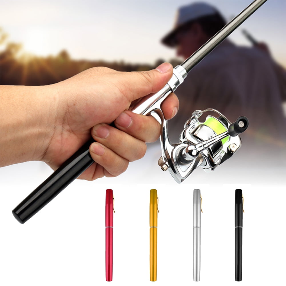 Pebbuoy Outdoor Pocket Alloy Fishing Rod, Mini Pen Shape Fishing Rod ...