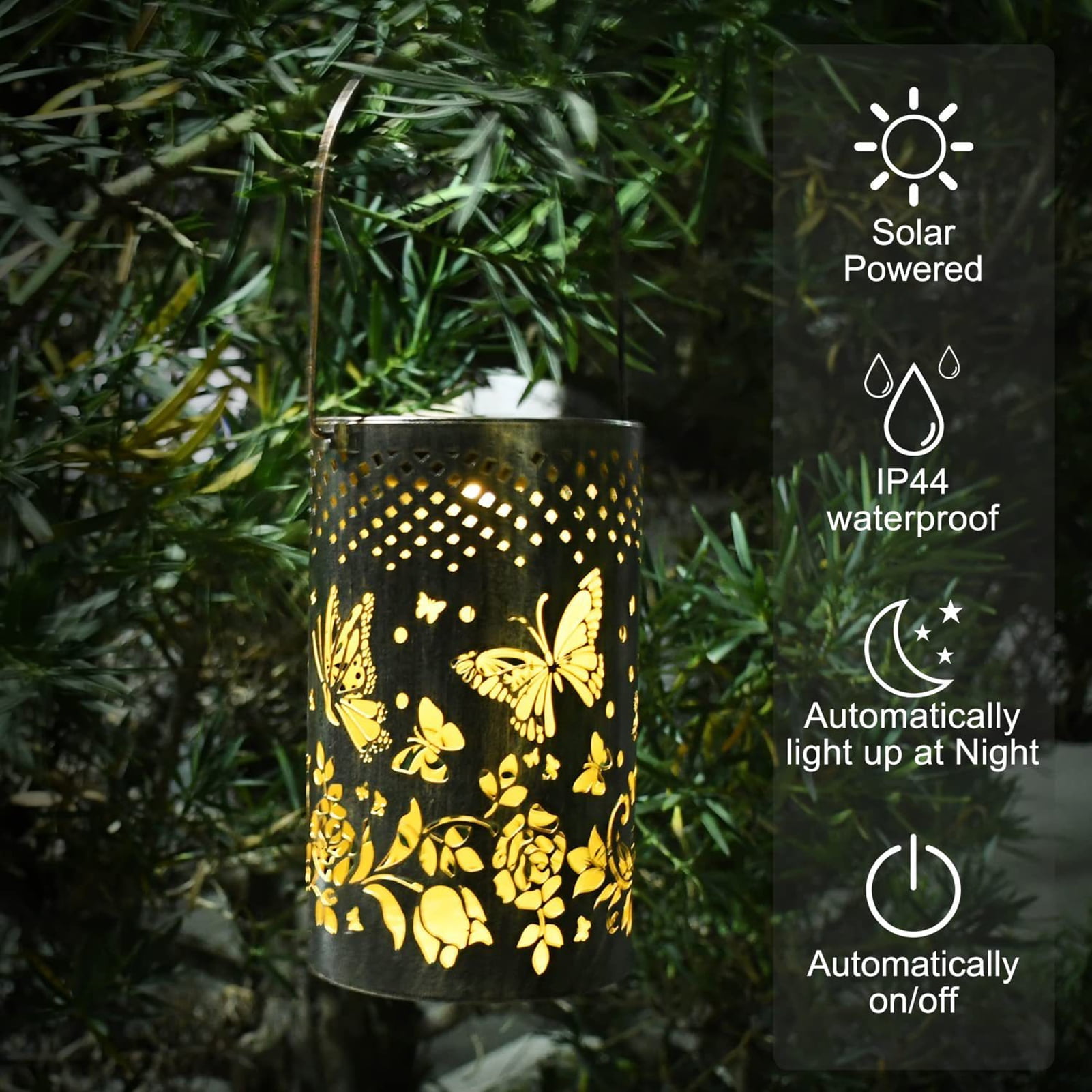 Pebbuoy Outdoor Solar Lantern Dragonfly Design IP65 Waterproof No ...