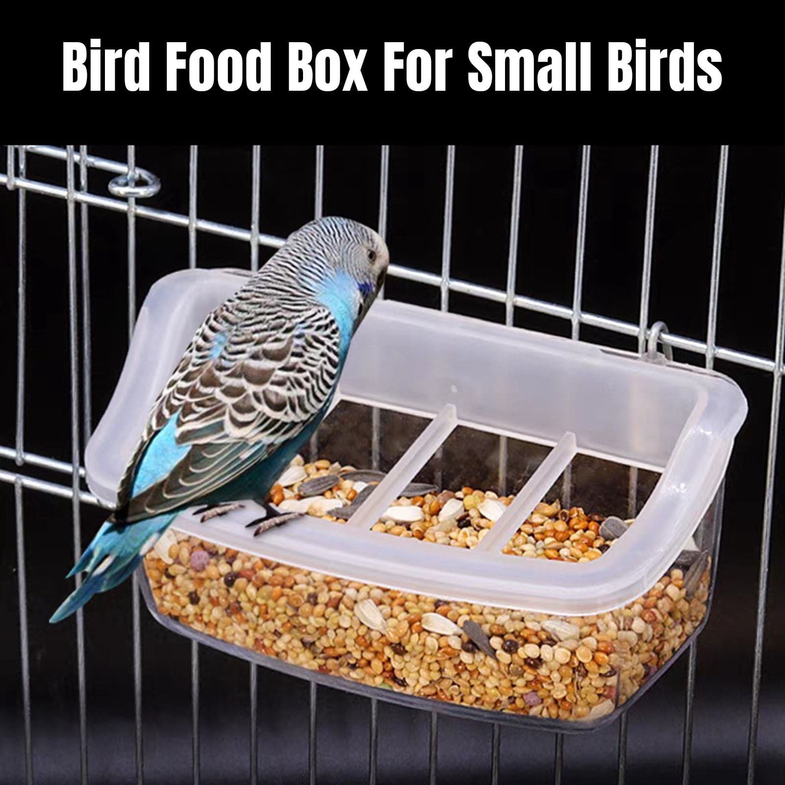 Pebbuoy Parrot Feeder Drinker Bird Food Box Hanging Bowl Transparent ...