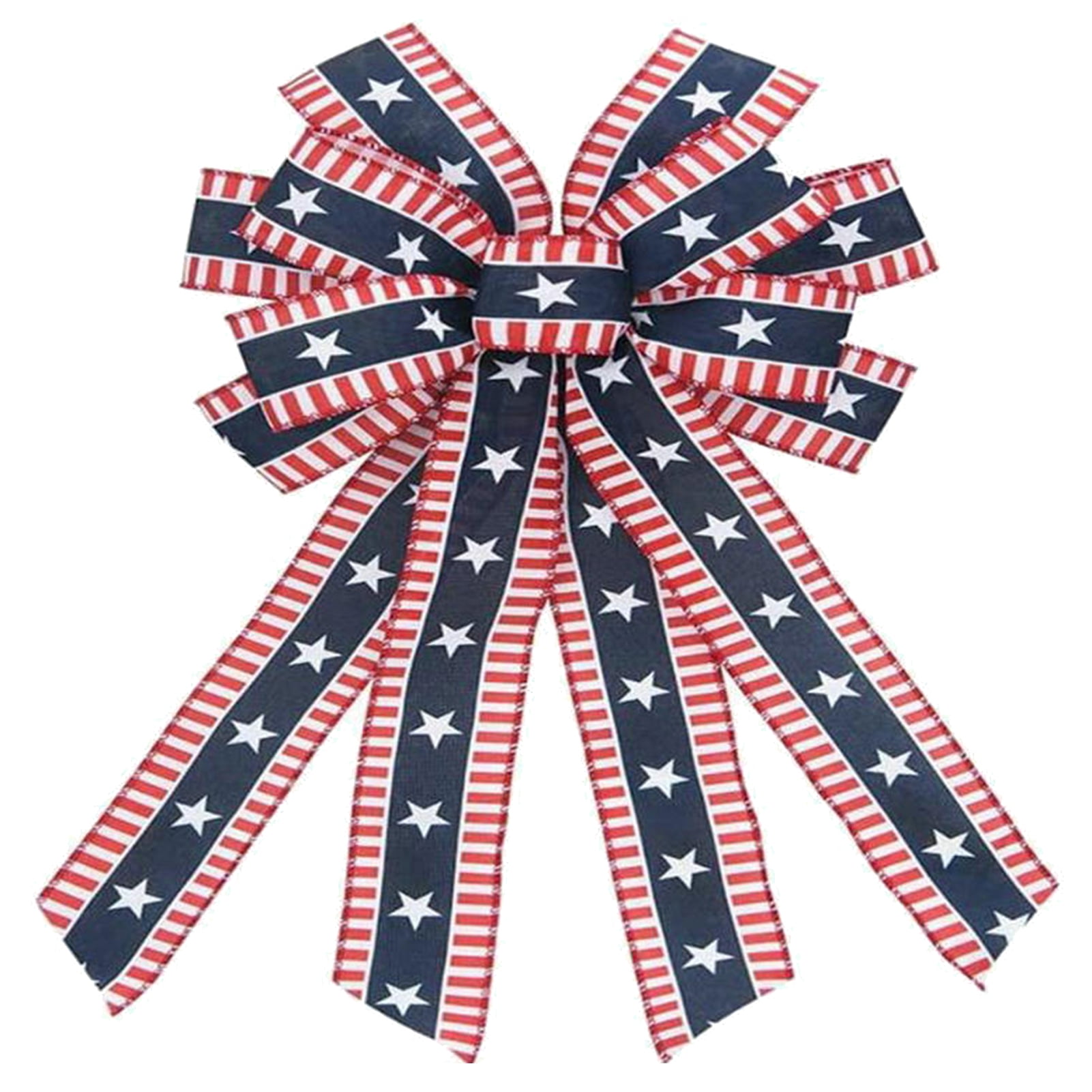 Pebbuoy Patriotic American Flag Bow Red Blue White Star Striped Pattern ...