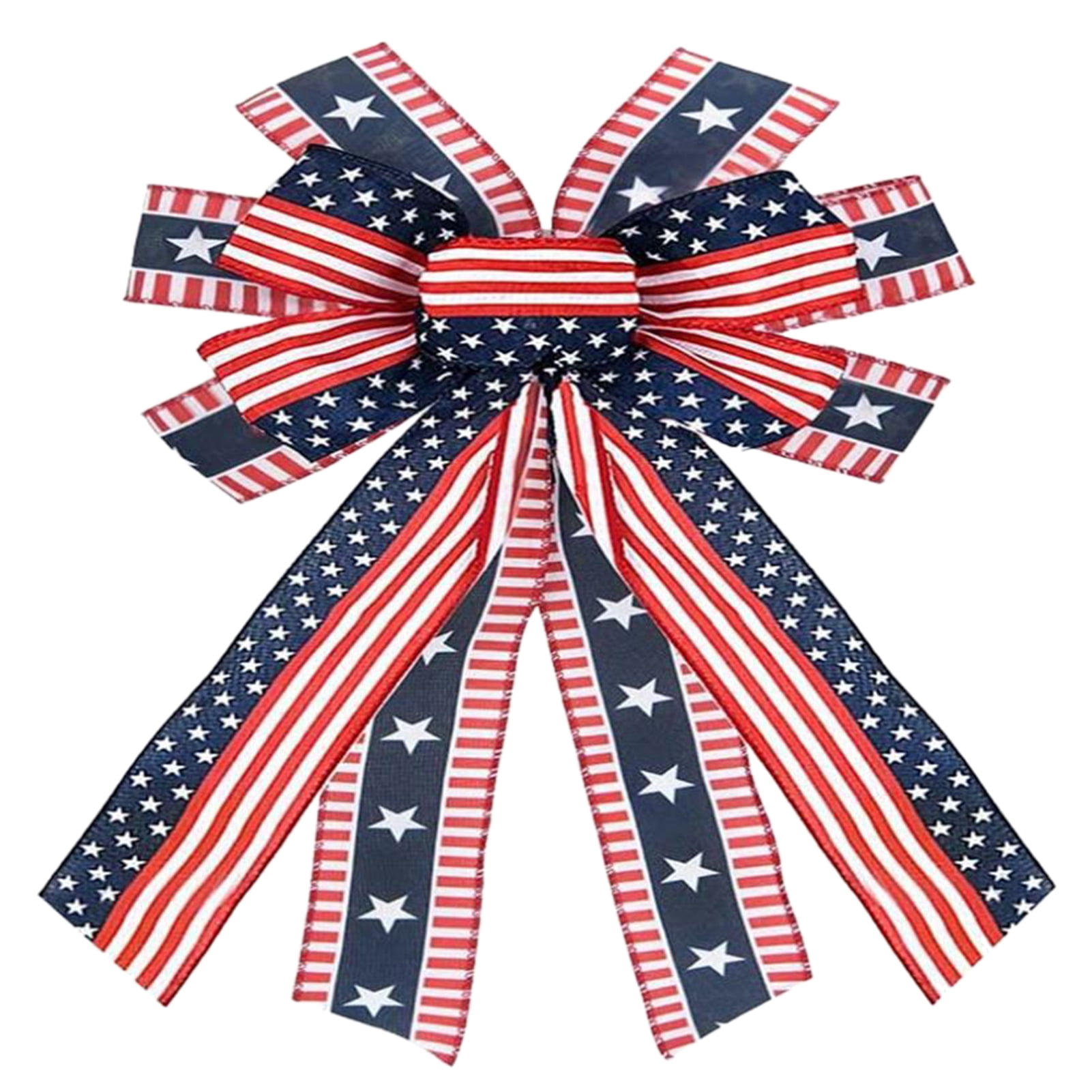 Pebbuoy Patriotic American Flag Bow Red Blue White Star Striped Pattern ...