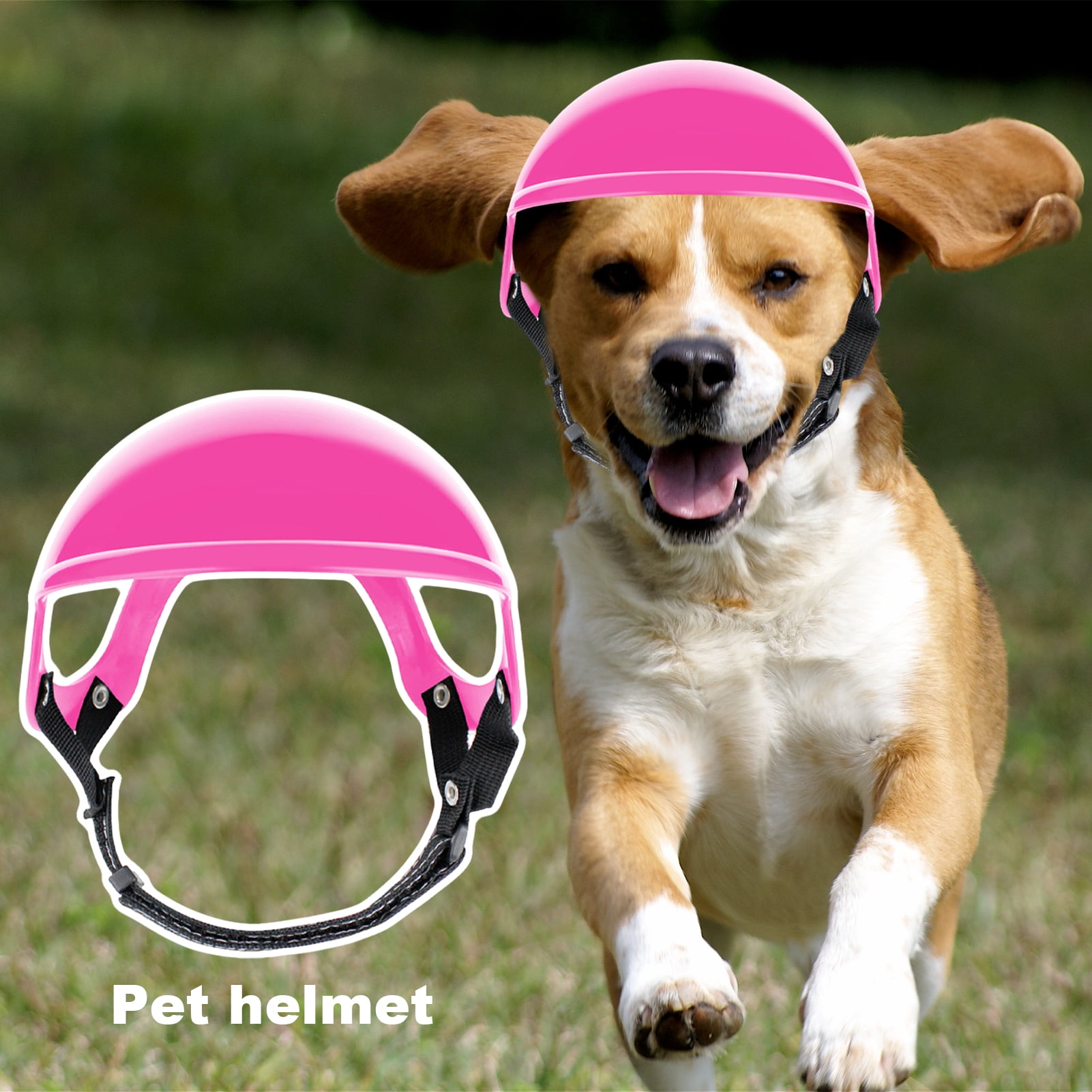 Pebbuoy Pet Helmet with Ear Hole Adjustable Dogs Motorcycle Hat Sun And ...