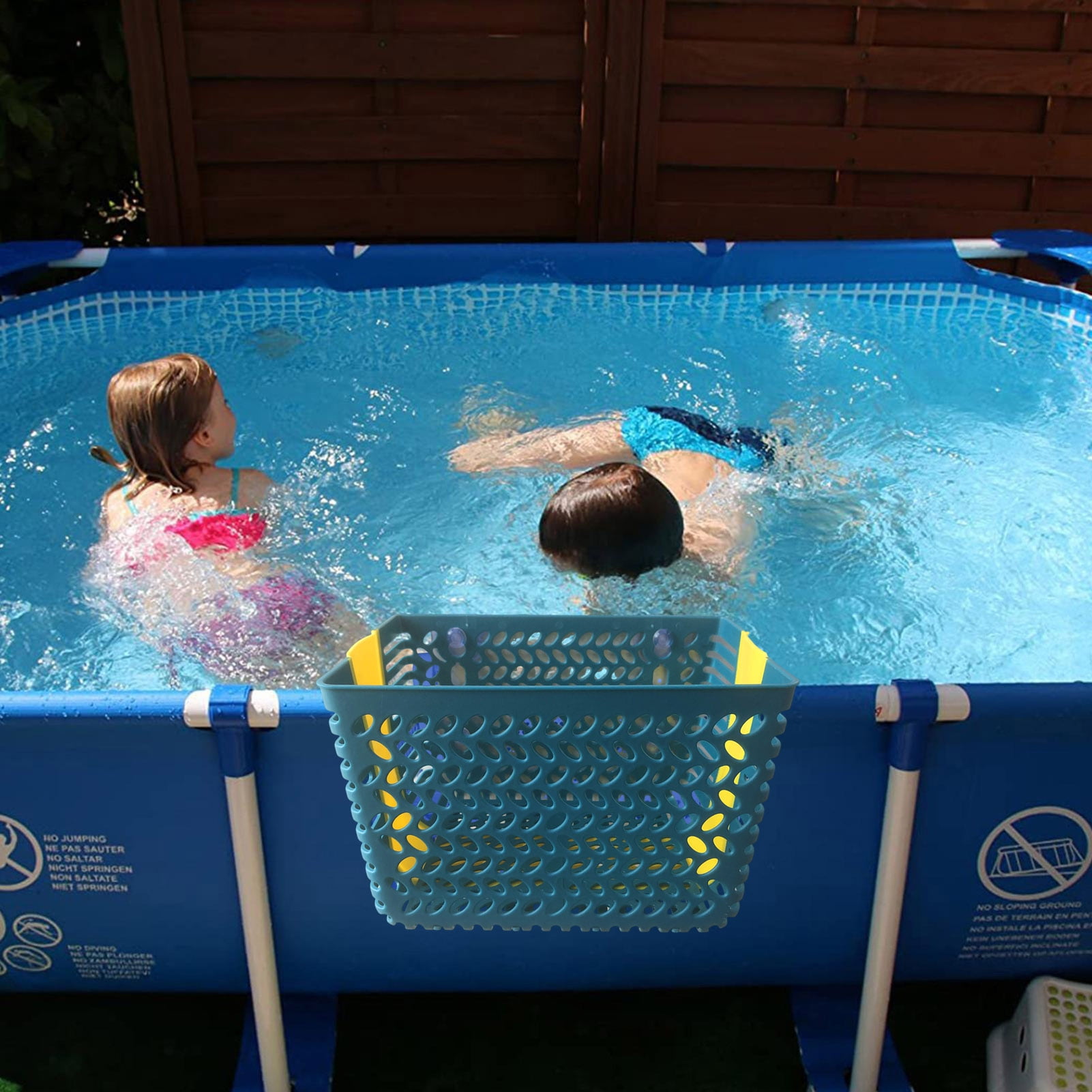 Pebbuoy Poolside Storage Basket Hollow Out Drainage Foldable Swimming ...