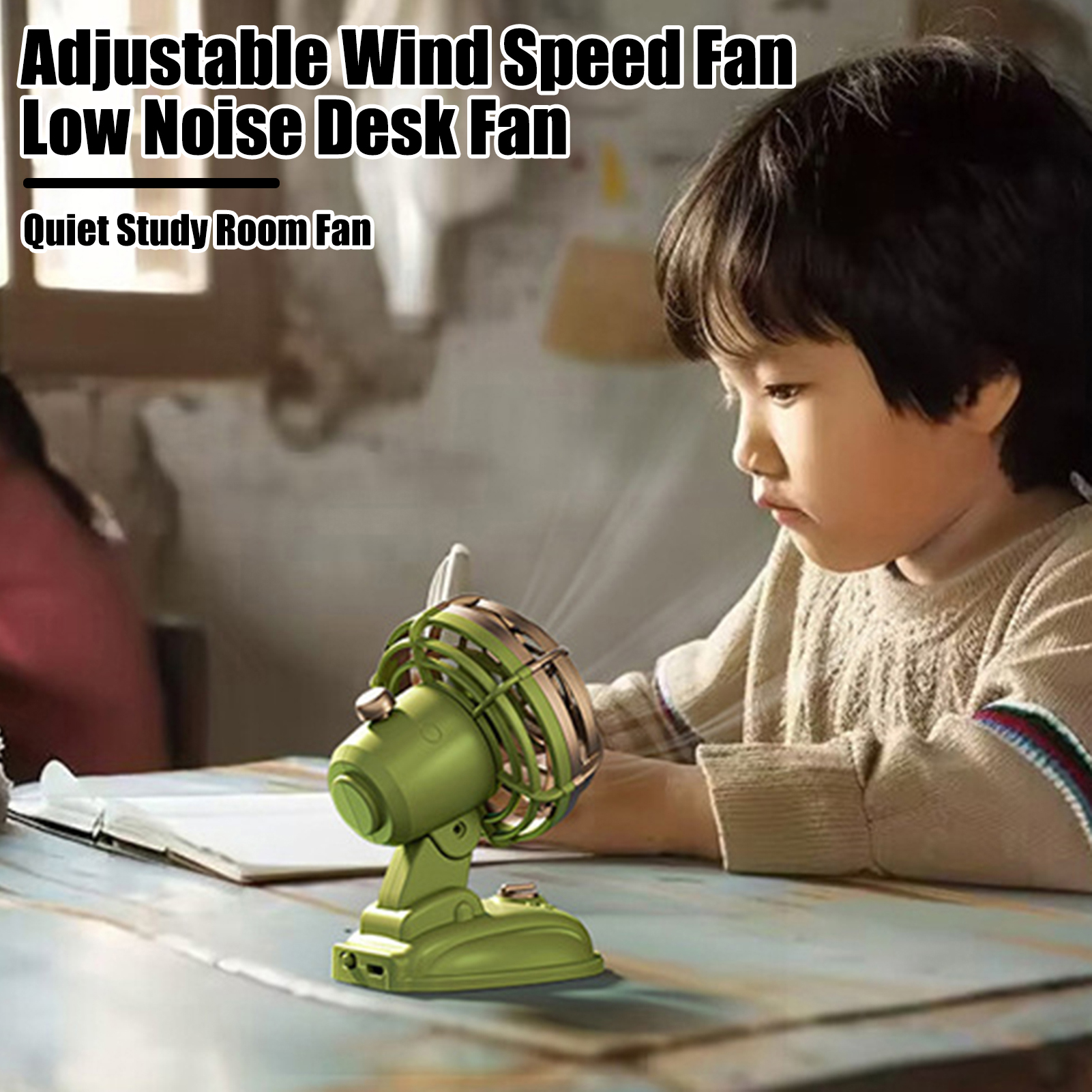Pebbuoy Portable Desktop Fan with 2 Speed Settings Multi-Angle ...