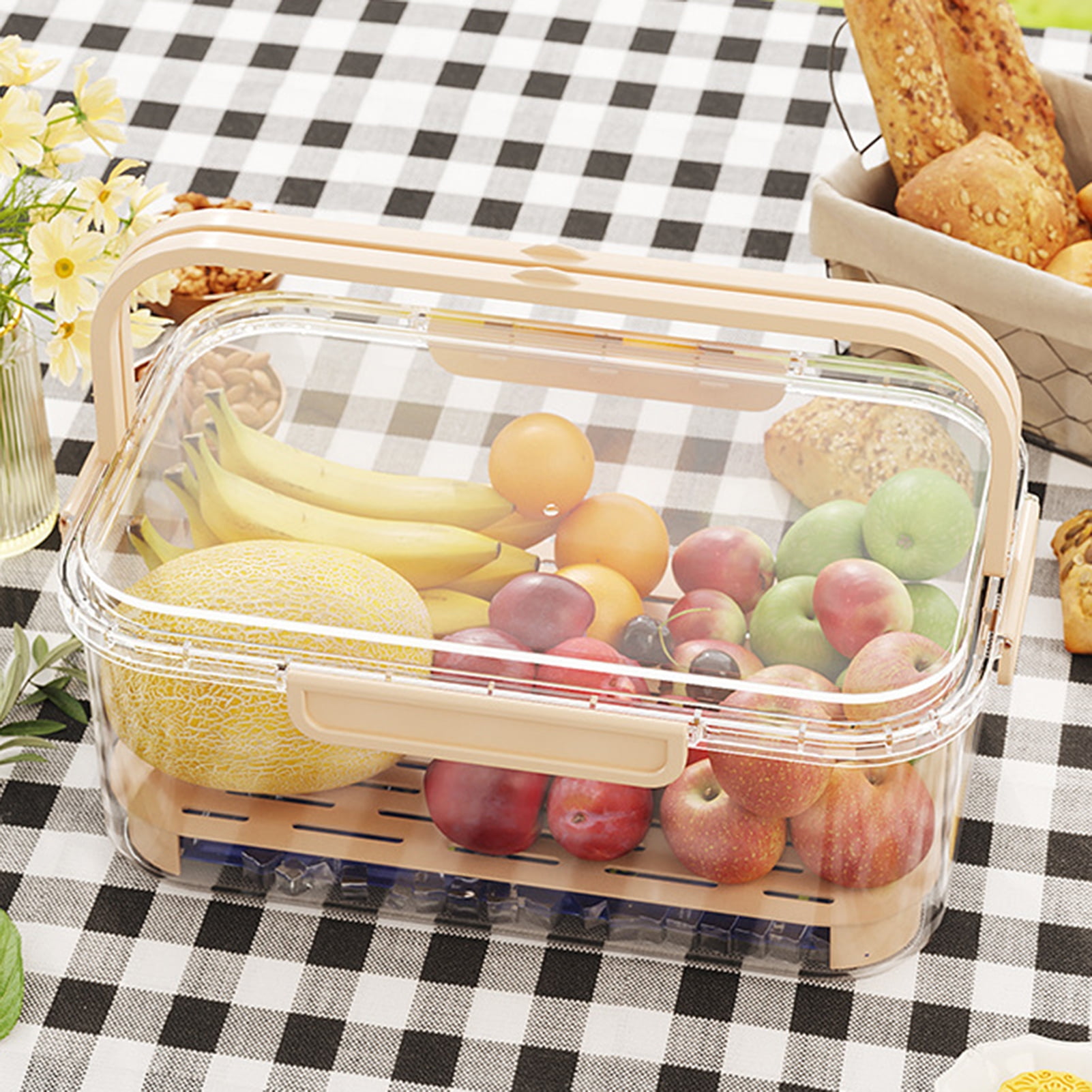 Pebbuoy Portable Fruit Box Food Storage Box Handle Design Fruit ...