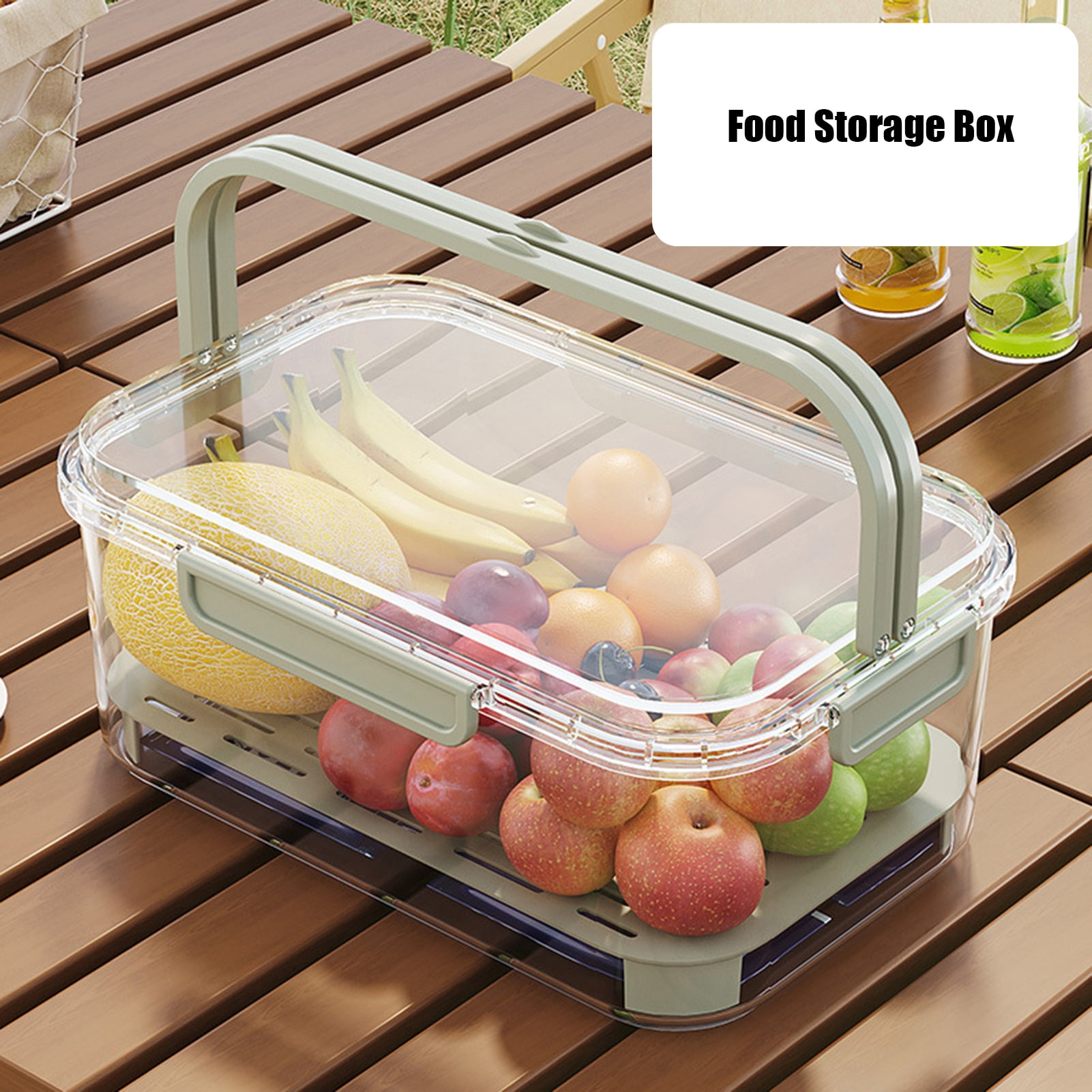 Pebbuoy Portable Fruit Box Food Storage Box Handle Design Fruit ...
