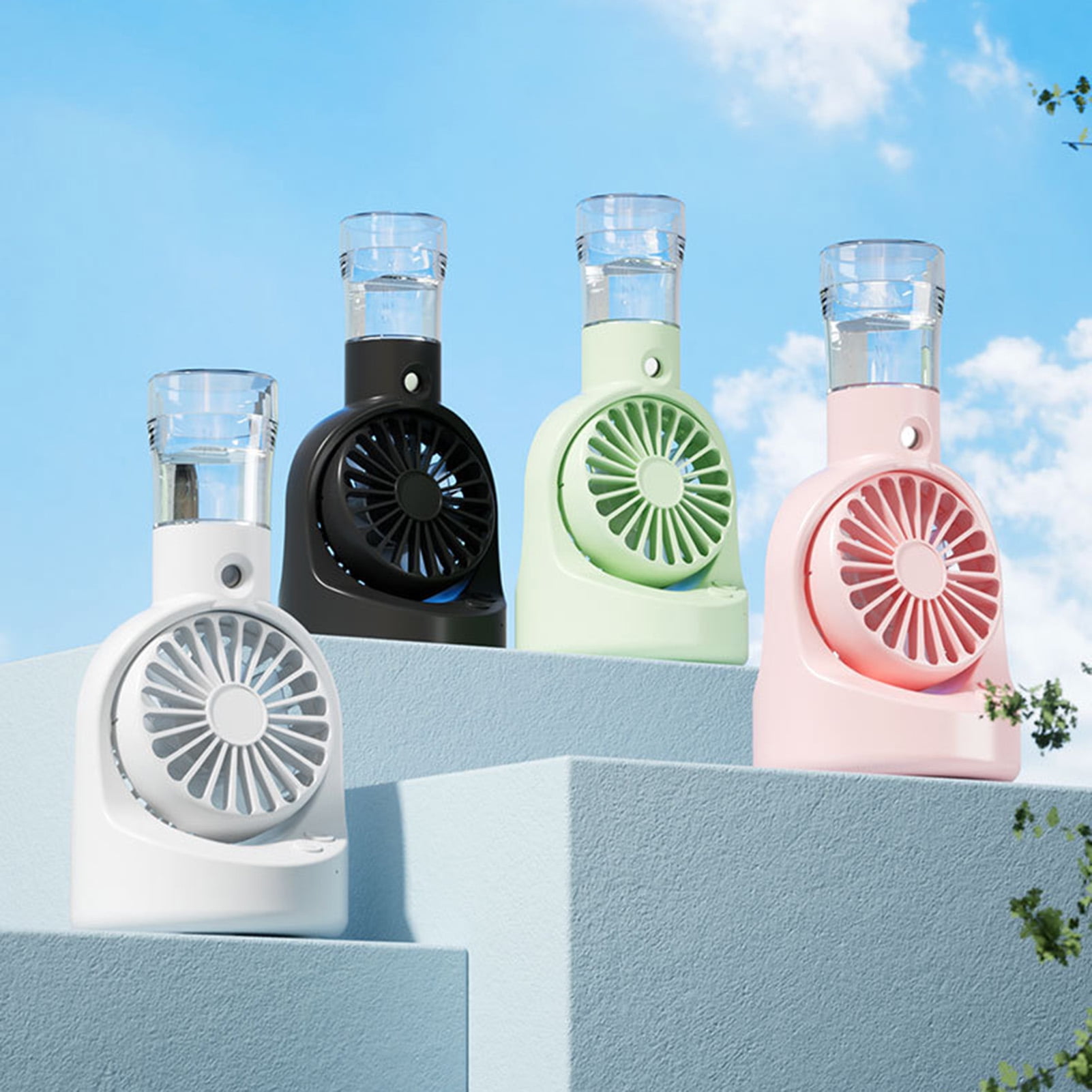 Pebbuoy Portable Table Misting Fan with 4 Speed Settings Strong Airflow ...