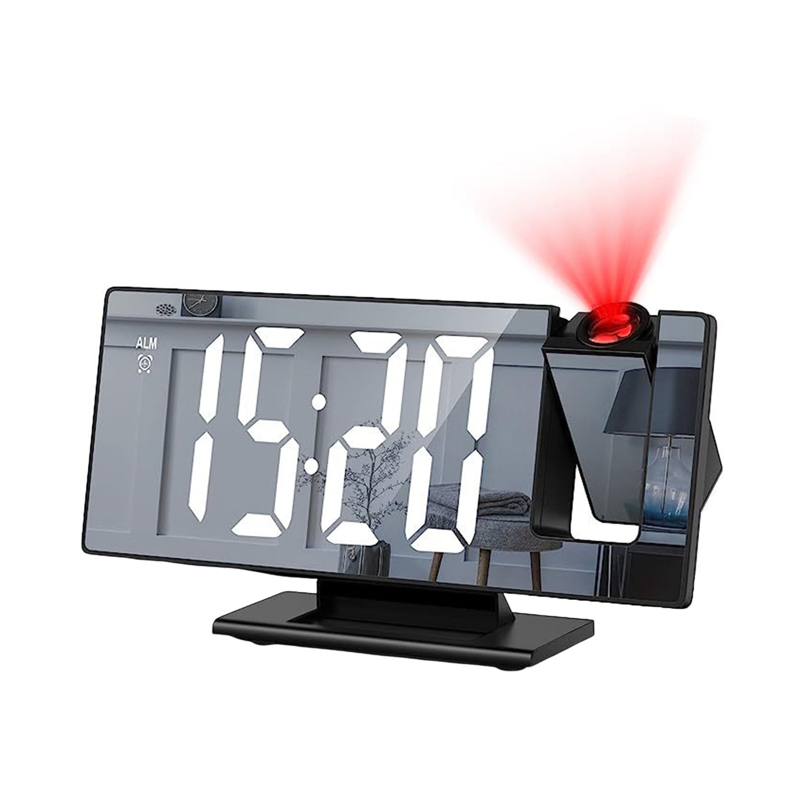 Pebbuoy Projection Alarm Clock Temperature Humidity Large LED Display ...