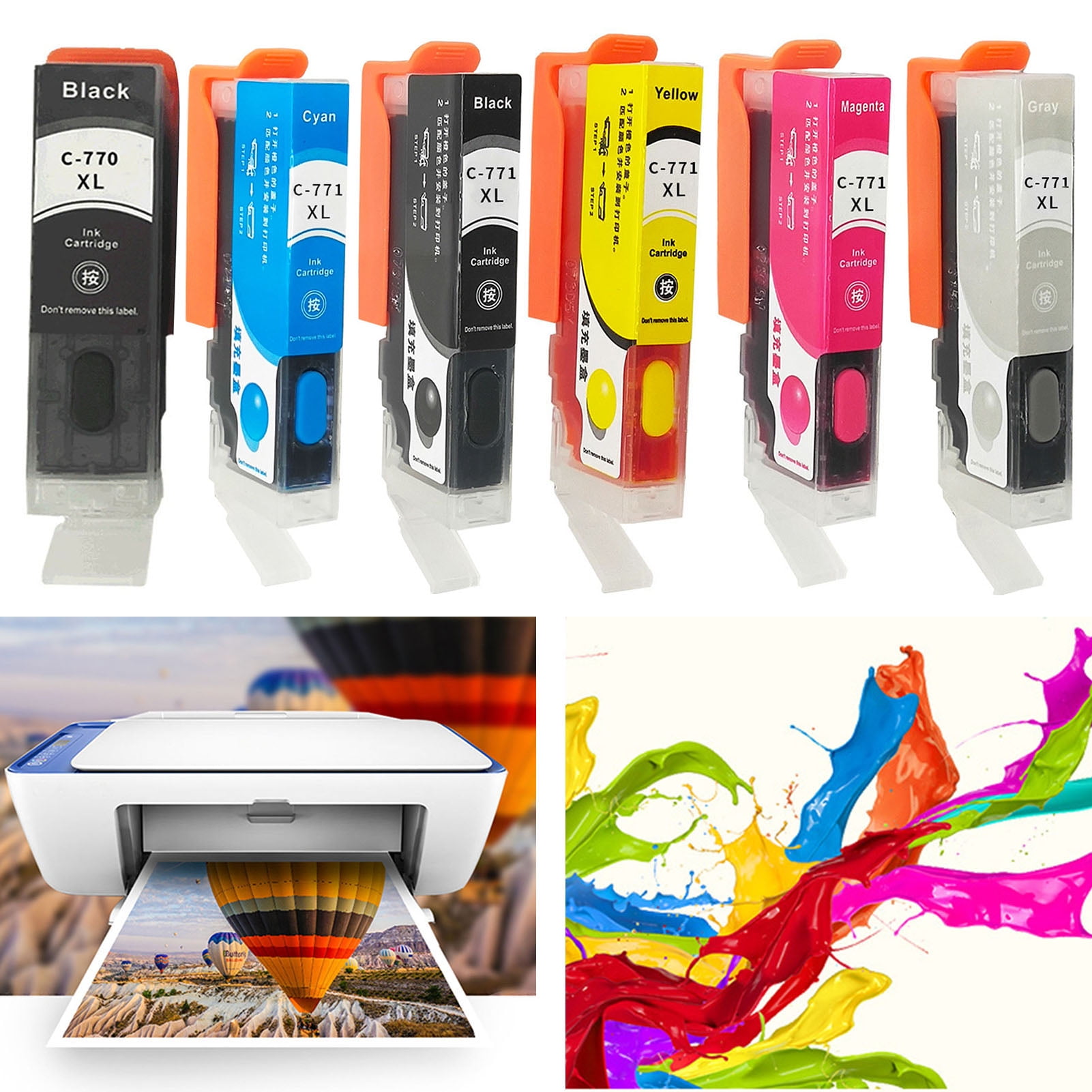 Pebbuoy Refillable Ink Cartridges Upgraded Chip High Output 6 Colors ...
