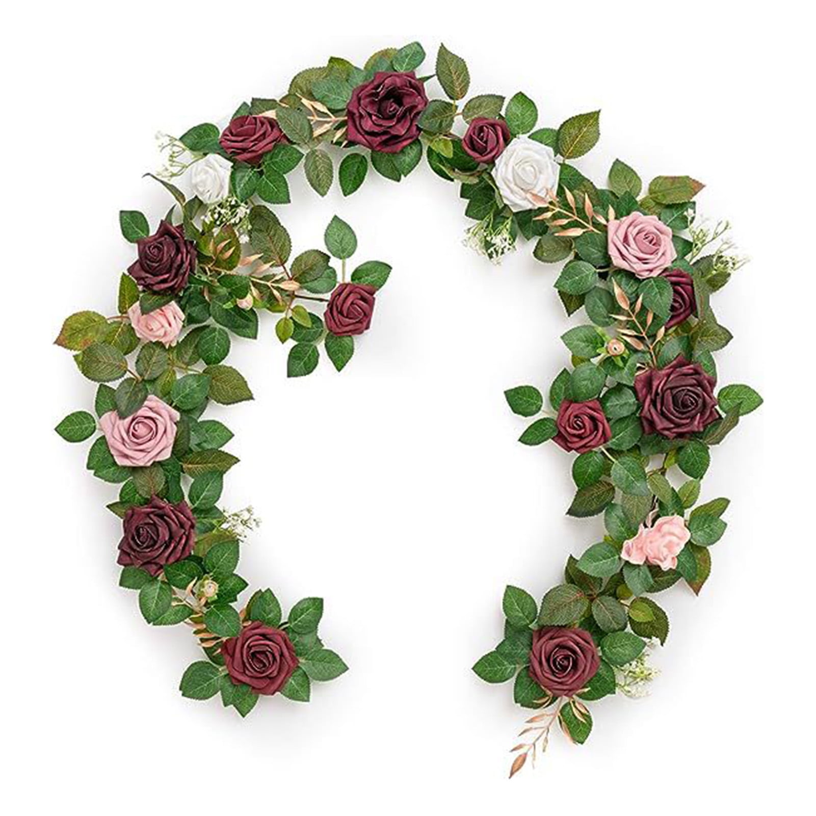 Pebbuoy Rose Garland Wedding Arch Decor Artificial Flower Vines Hanging ...