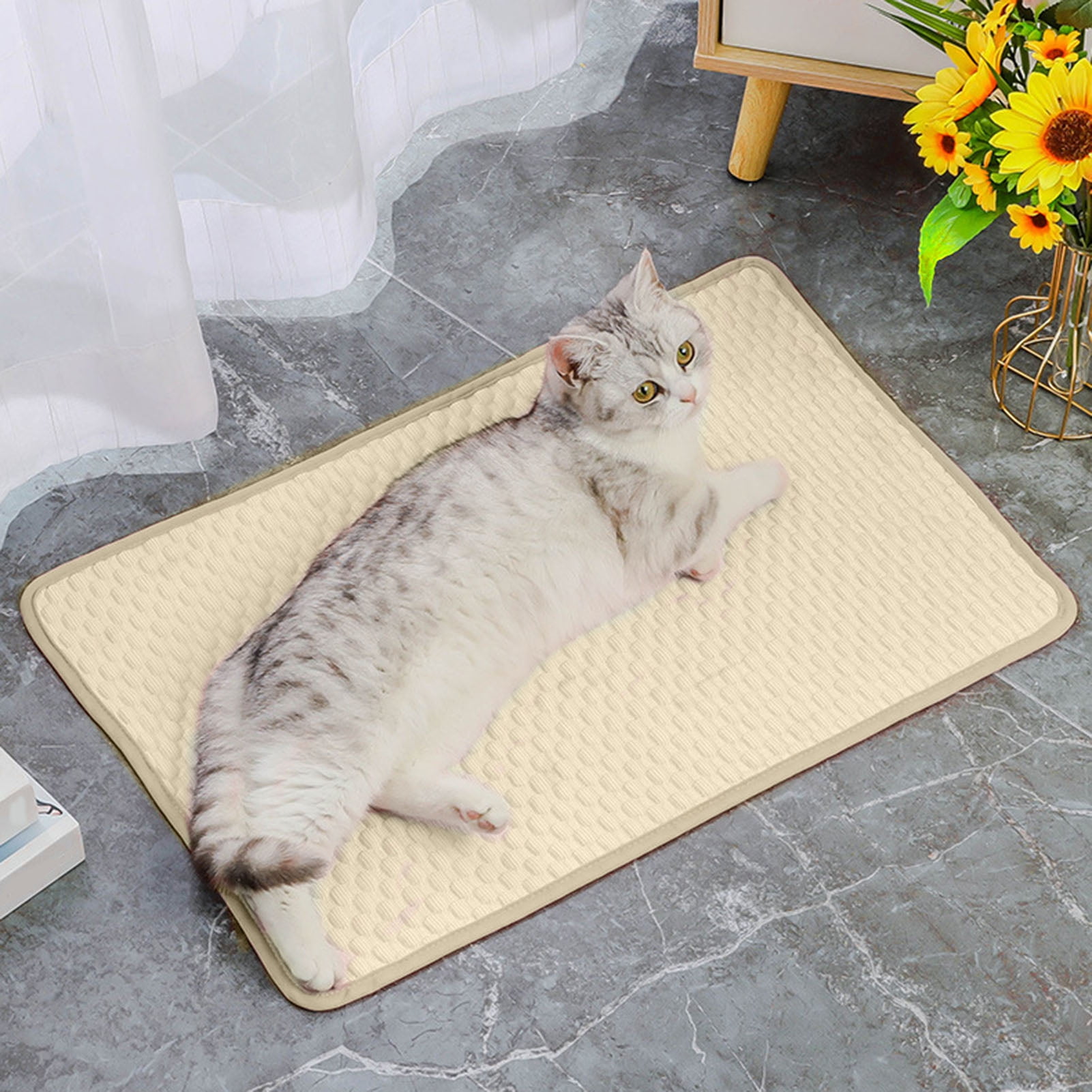 Pebbuoy Self Cooling Pet Ice Pad Soft Washable Dog Mat with 3D Massage ...