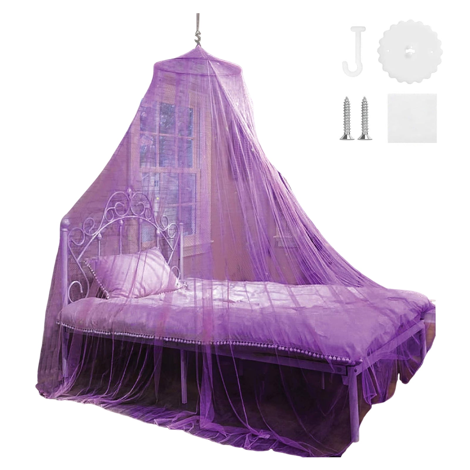 Pebbuoy Single Door Mosquito Net Bed Canopy Solid Color Design Good ...