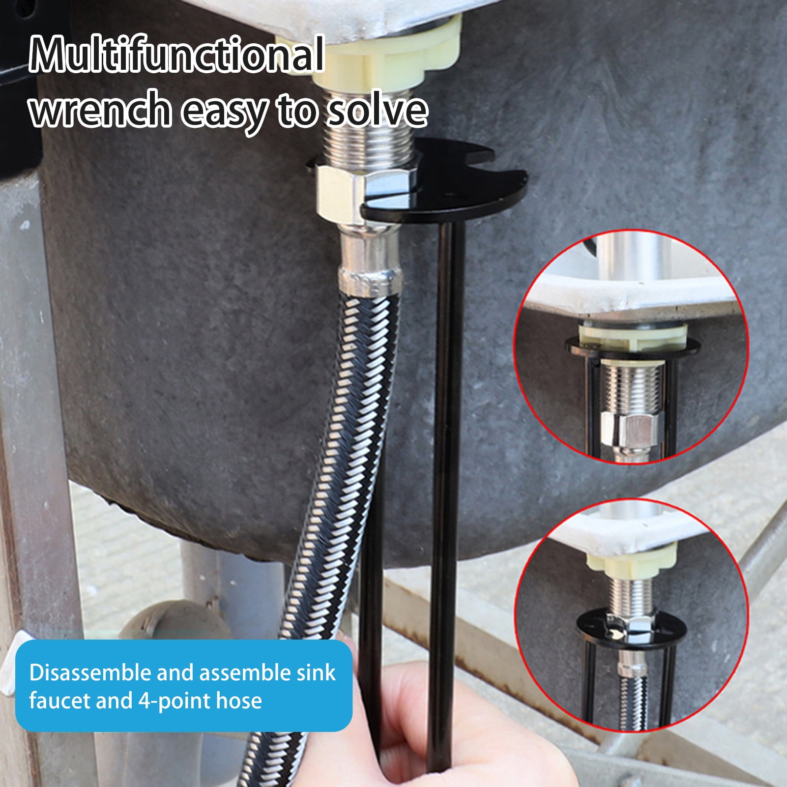 Pebbuoy Sink Wrench Set Universal Four-claw Hexagon Wrench High ...