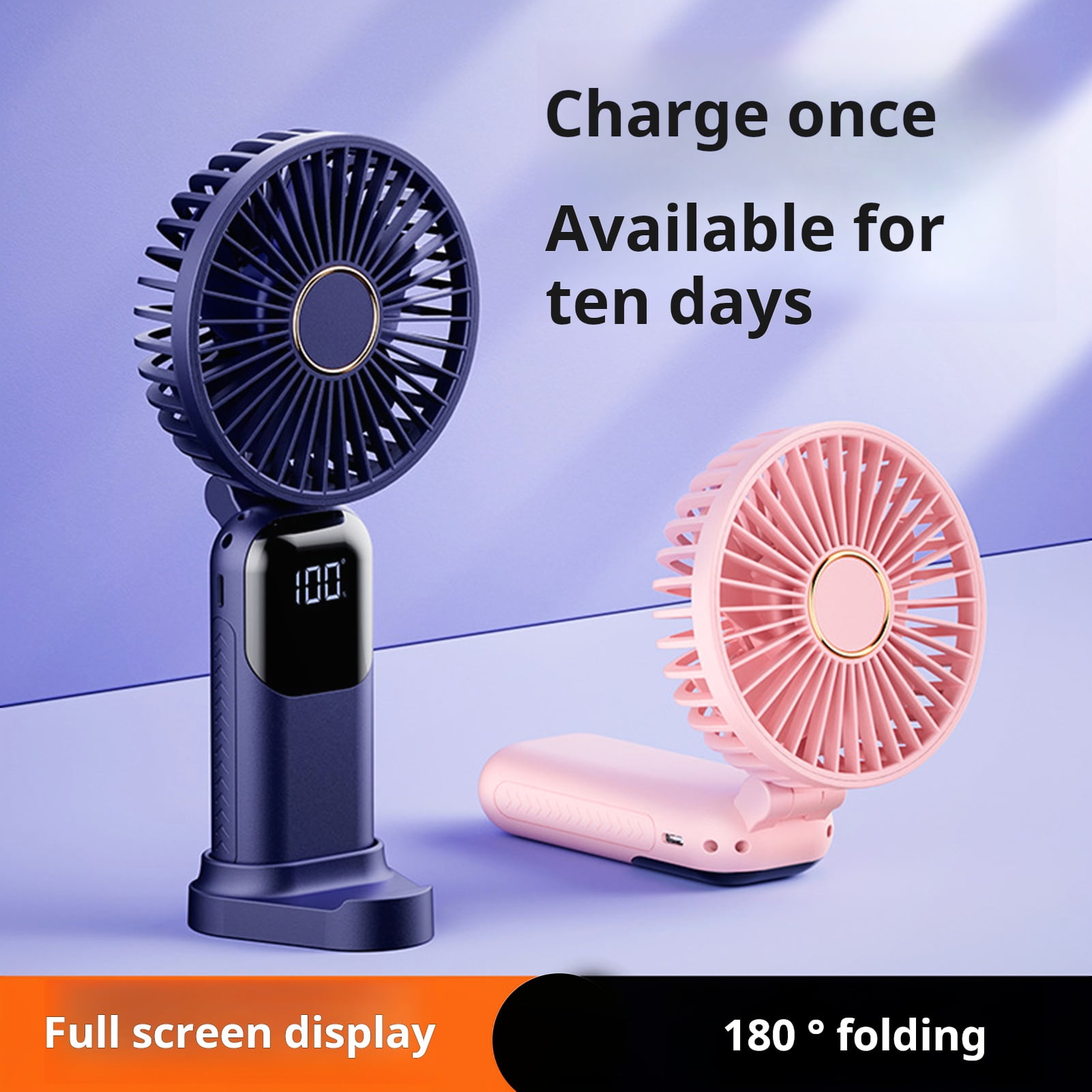 Pebbuoy Small Handheld Fan with Digital Display Foldable Design 5 ...