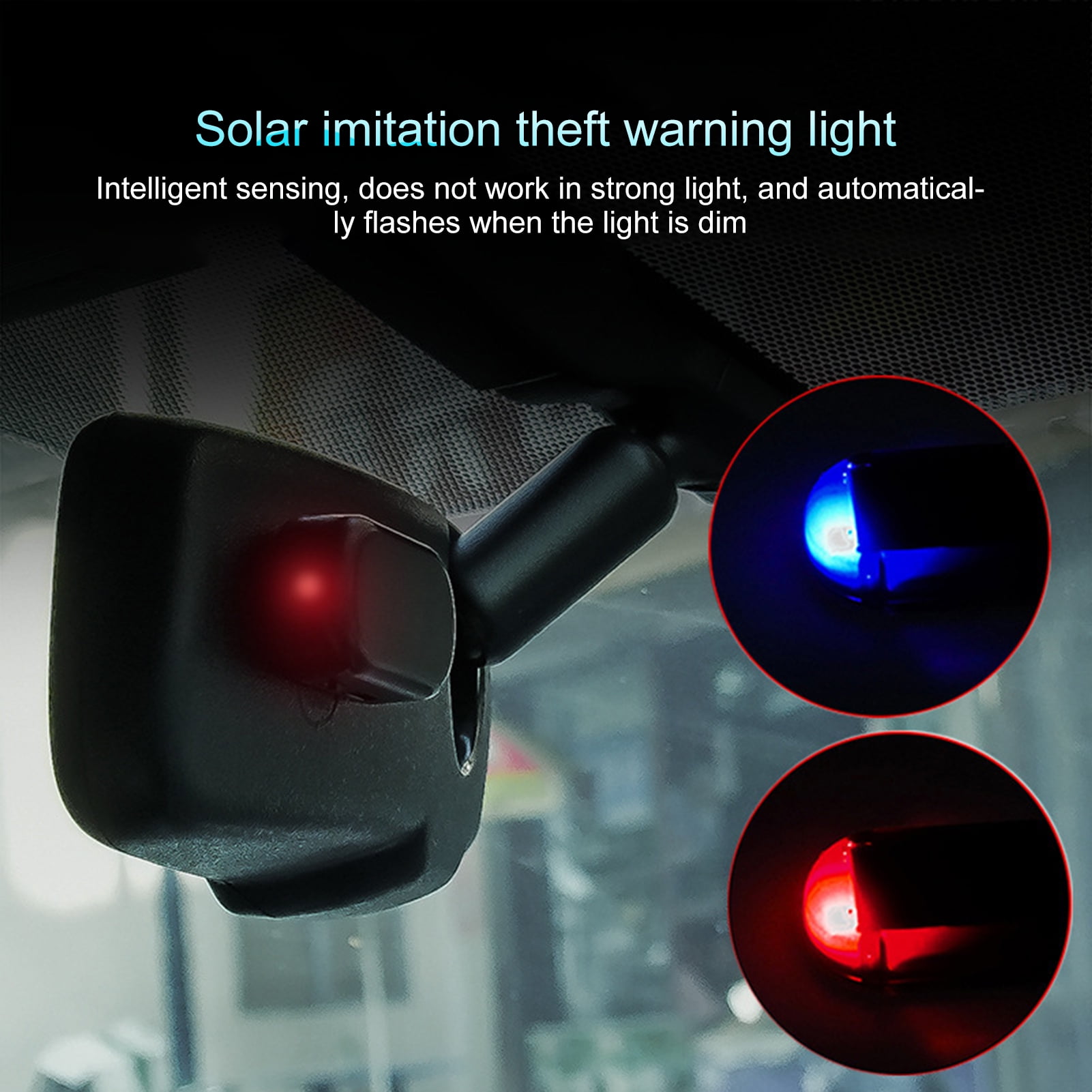 Pebbuoy Solar Car Alarm LED Light Compact Size Portable Rechargeable ...