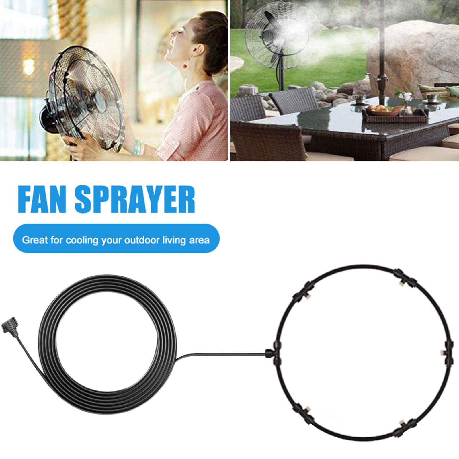 Pebbuoy Spray Ring Outdoor Misting Fan Kit with Nozzles Leakproof Easy ...