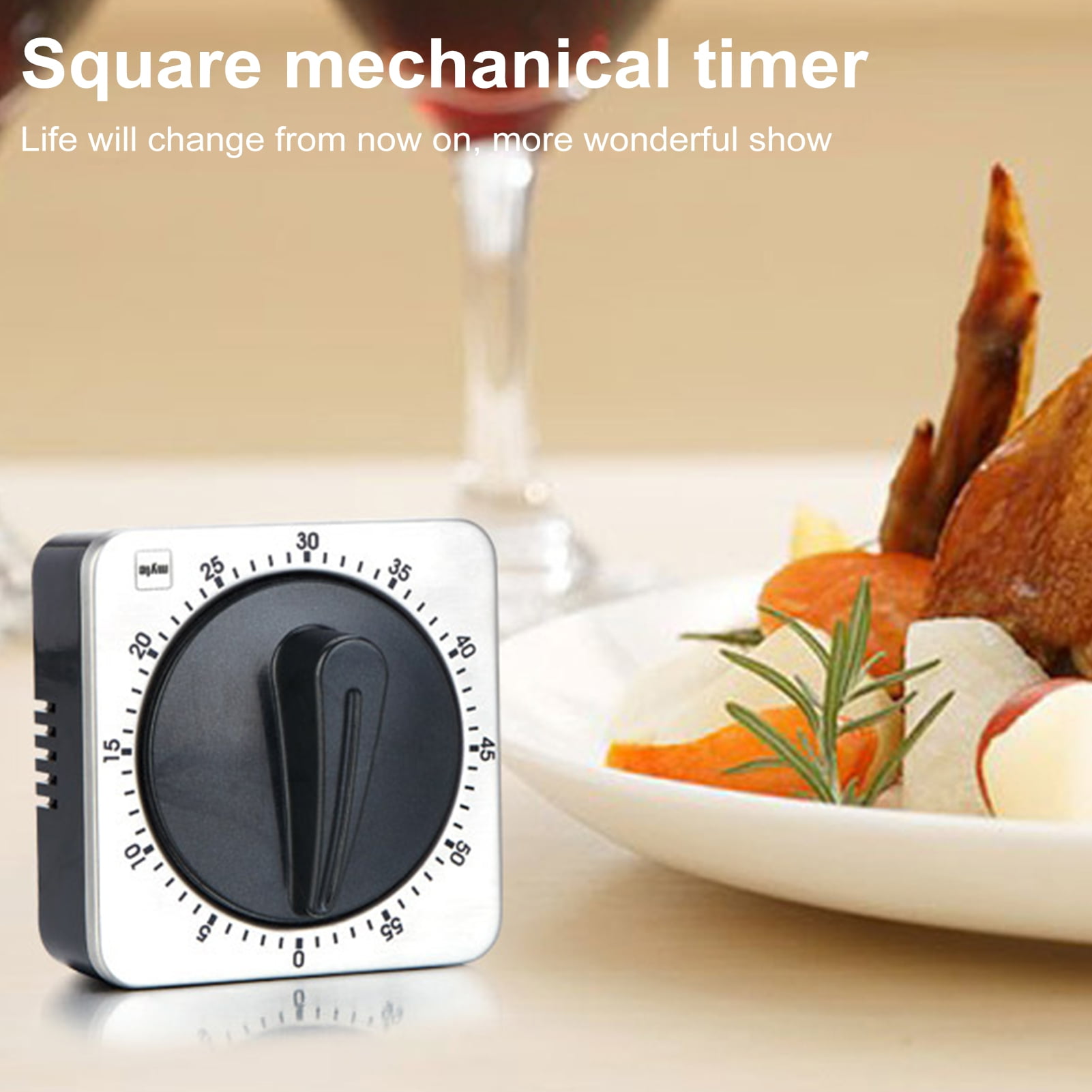 Pebbuoy Stainless Steel Kitchen Timer with Magnetic Back Chef Cooking ...