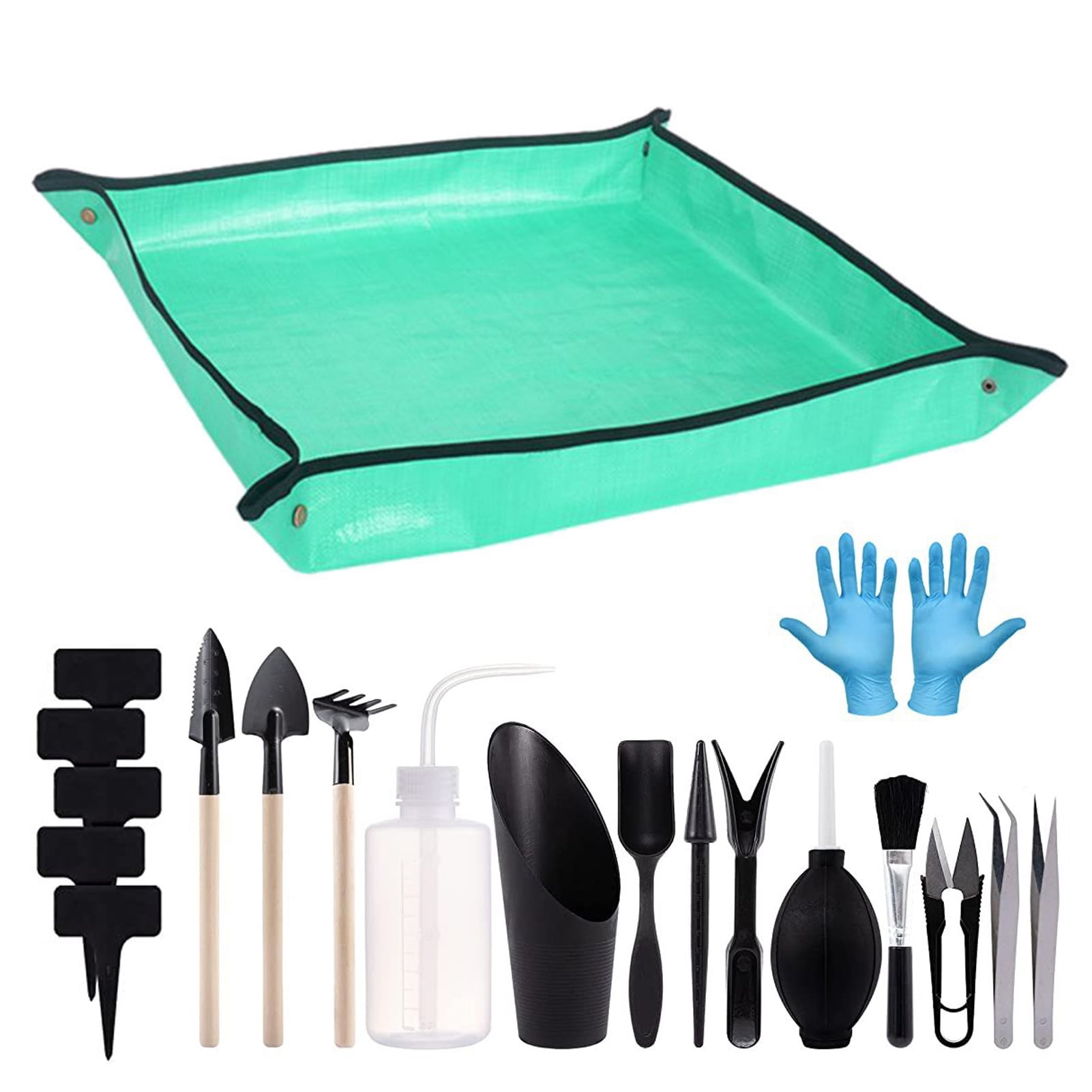 Pebbuoy Succulent Tool Set Indoor Plant Repotting Mat with Storage Bag ...