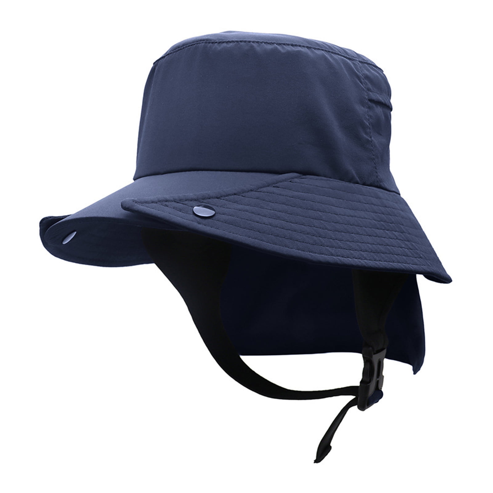 Pebbuoy Surfing Boating Bucket Sun Hat with Chin Strap Solid Color ...