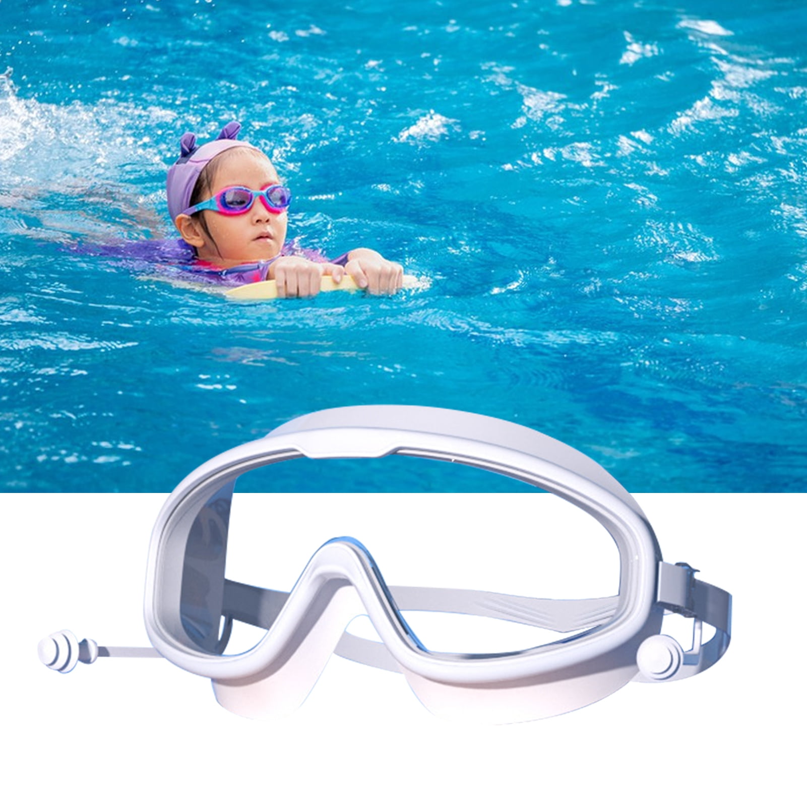 Pebbuoy Swim Goggles with Earplug for 3-15 Years Old Kids,Waterproof ...