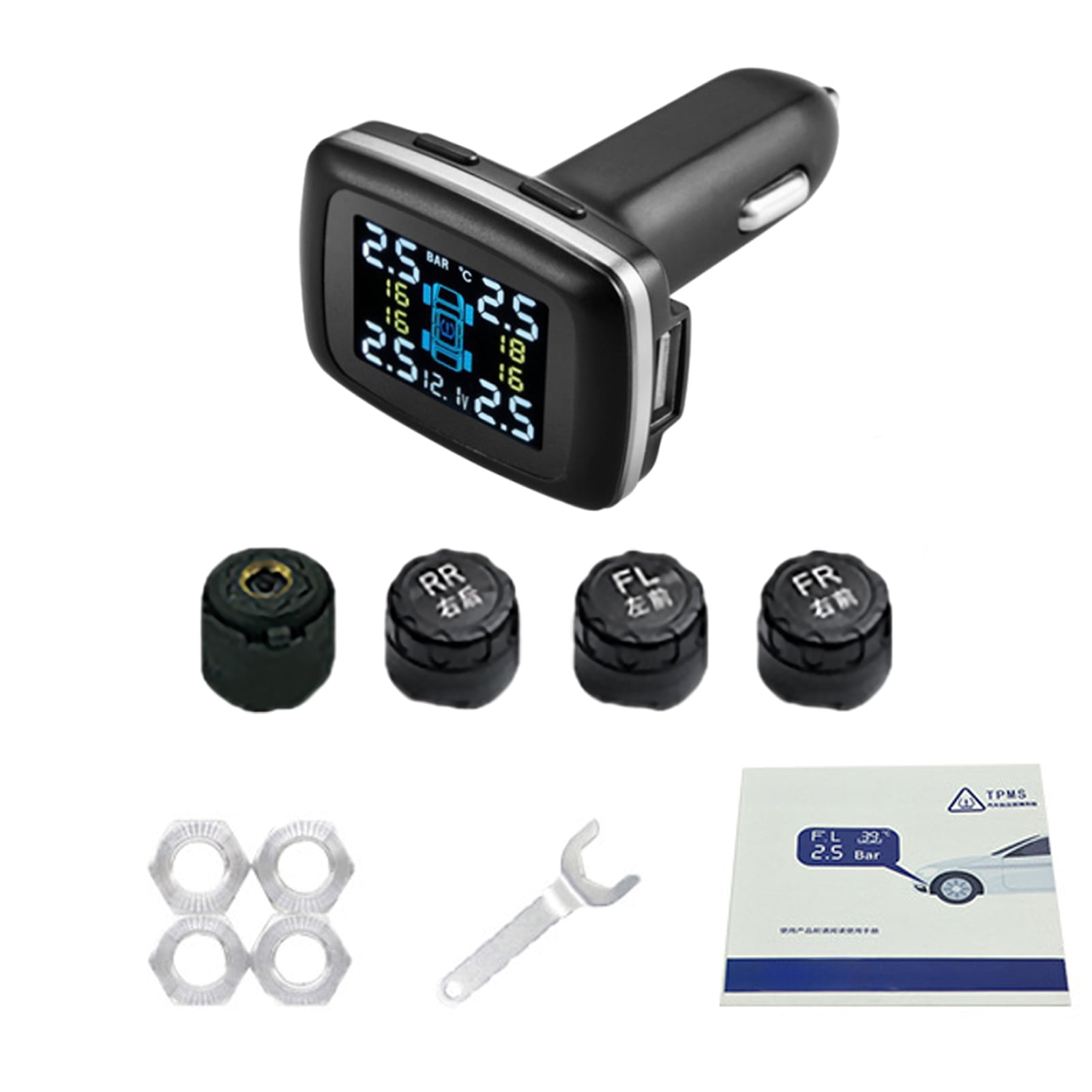 Pebbuoy Tire Pressure Monitoring System Wide Pressure Range Detection ...