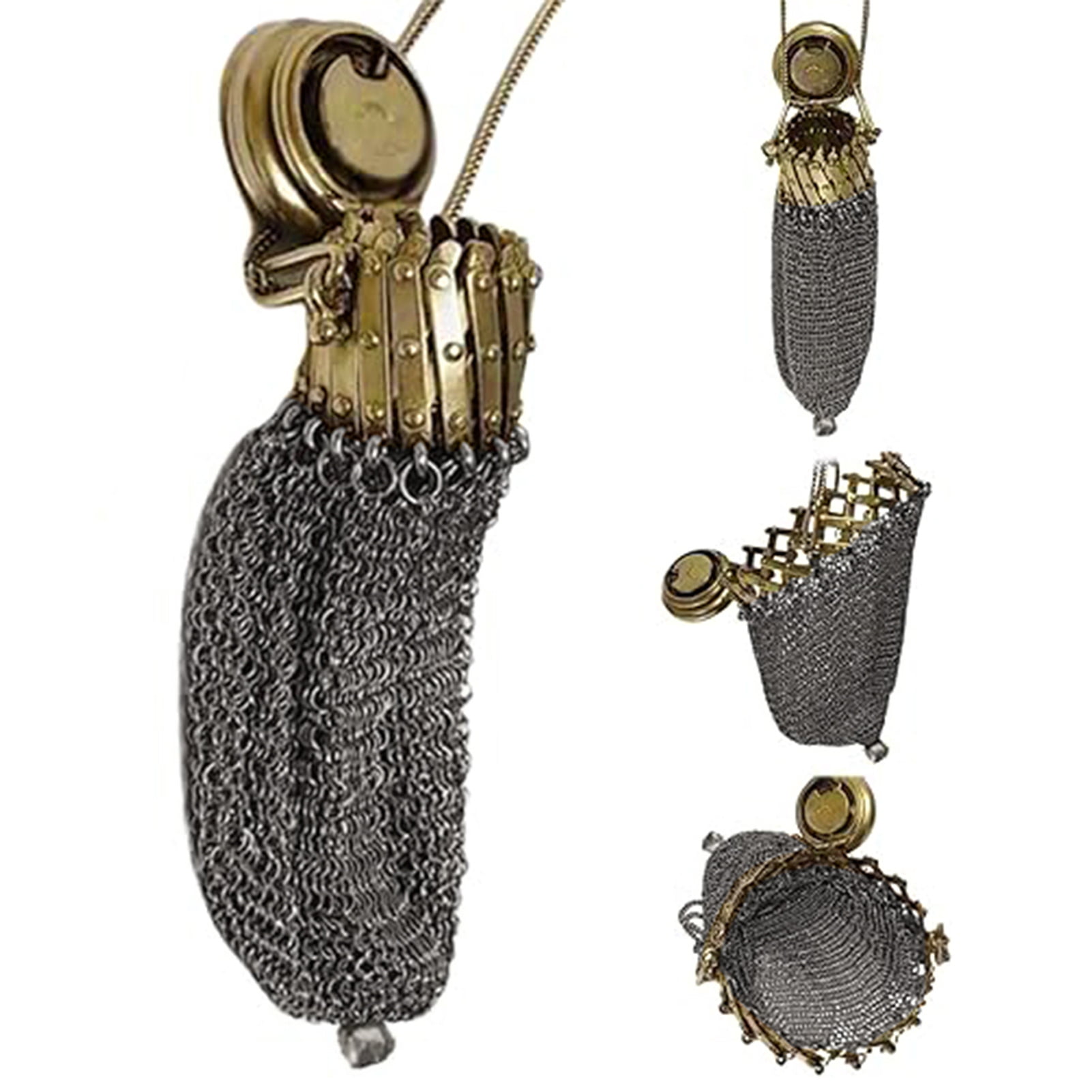 Pebbuoy Vintage Purse Mesh Coin Chainmail,Victorian Style Wallet,Double ...