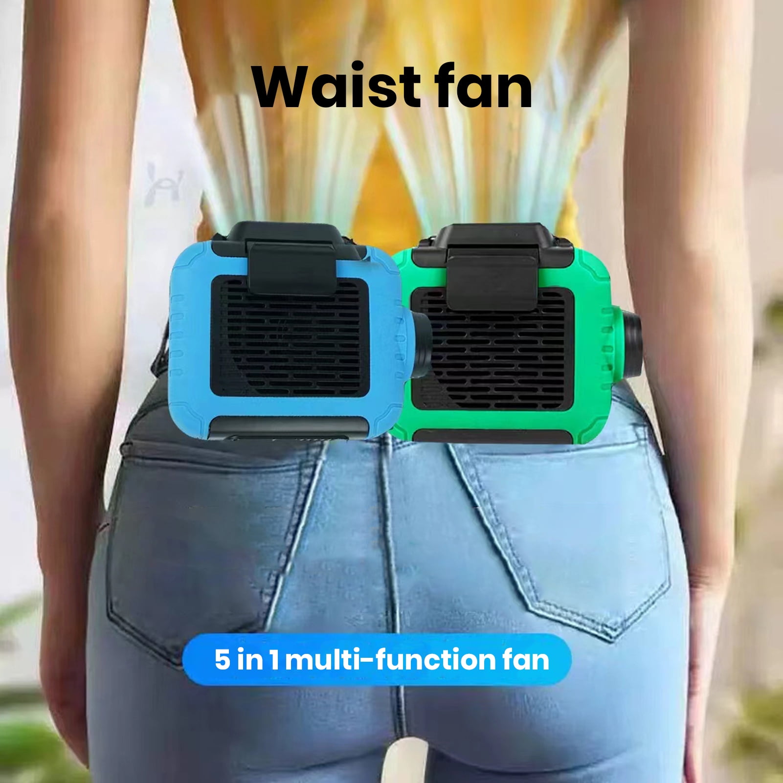 Pebbuoy Waist Clip Fan Wearable Fan with Brushless Motor Low Noise ...
