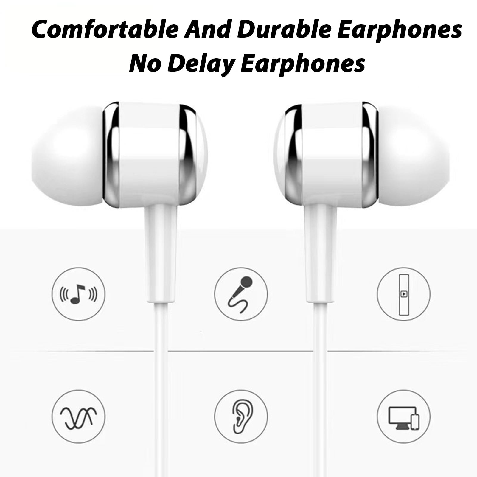 Pebbuoy Wired Earphones with Mic HIFI Sound Quality Wired Headphone ...