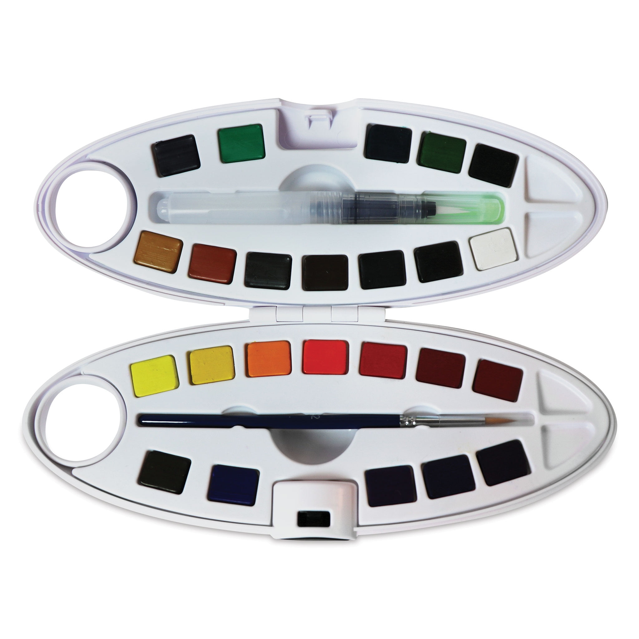 Pebeo Fine Watercolor Half Pan Set - Set of 24, Oval Plastic Case ...