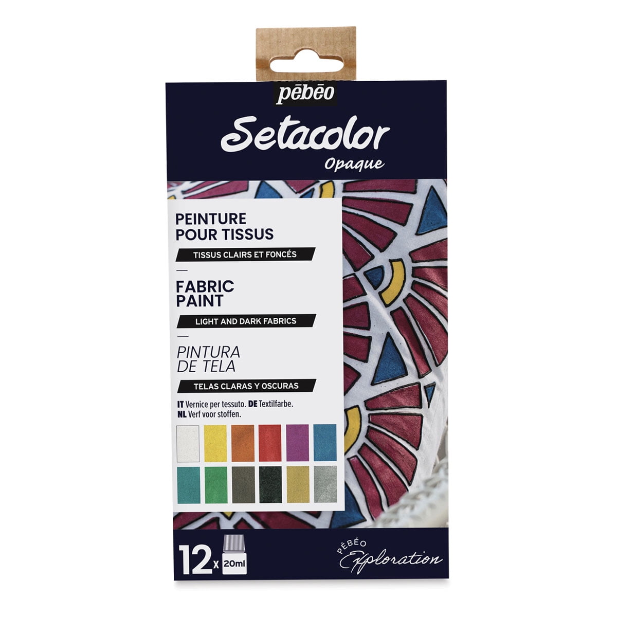 Pebeo Setacolor Fabric Paint - Shimmer, Assorted Colors, Set of 12 ...