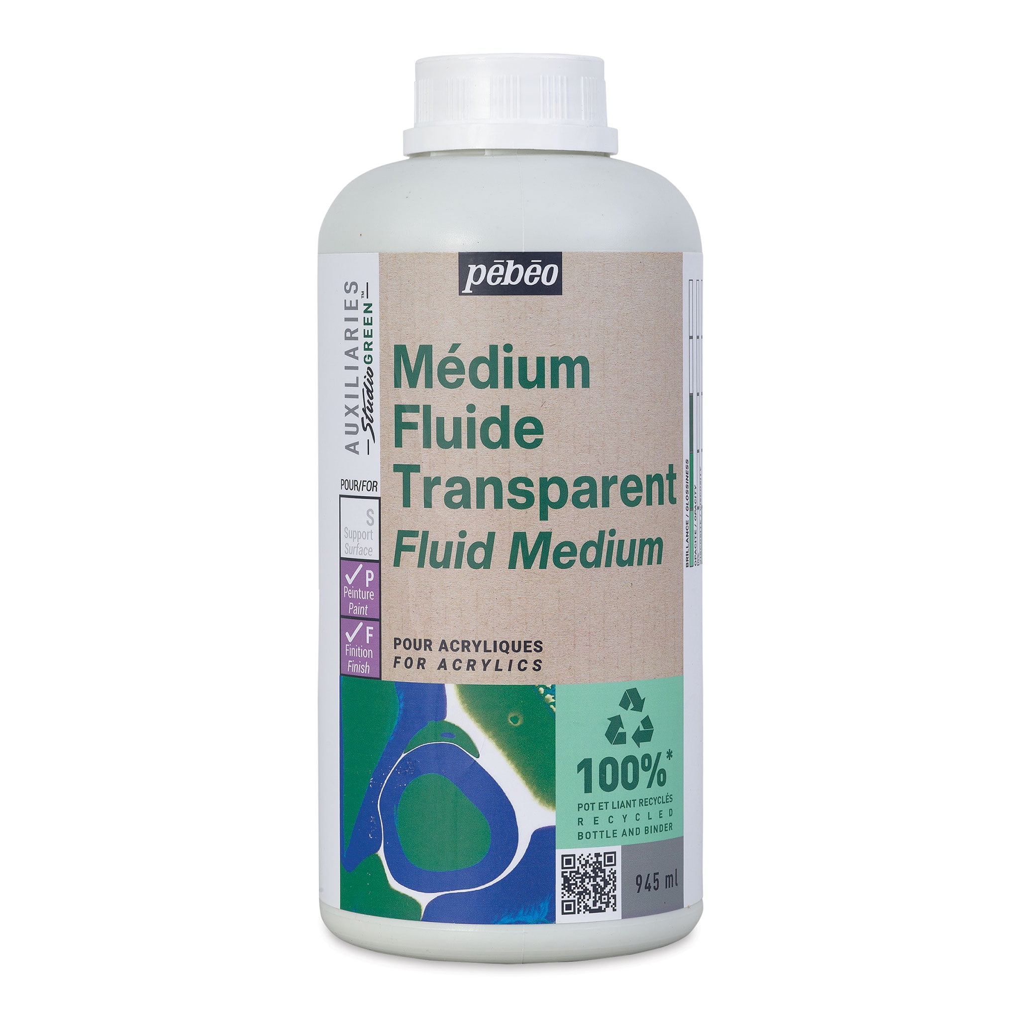 Pebeo Studio Green Transparent Fluid Acrylic Medium - 945 ml - Walmart.com