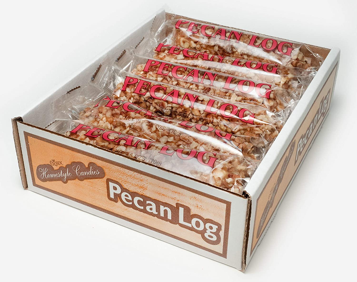 Pecan Logs - 12 Individually Wrapped 2.5oz Pecan Logs Per Box, 2.5 ...