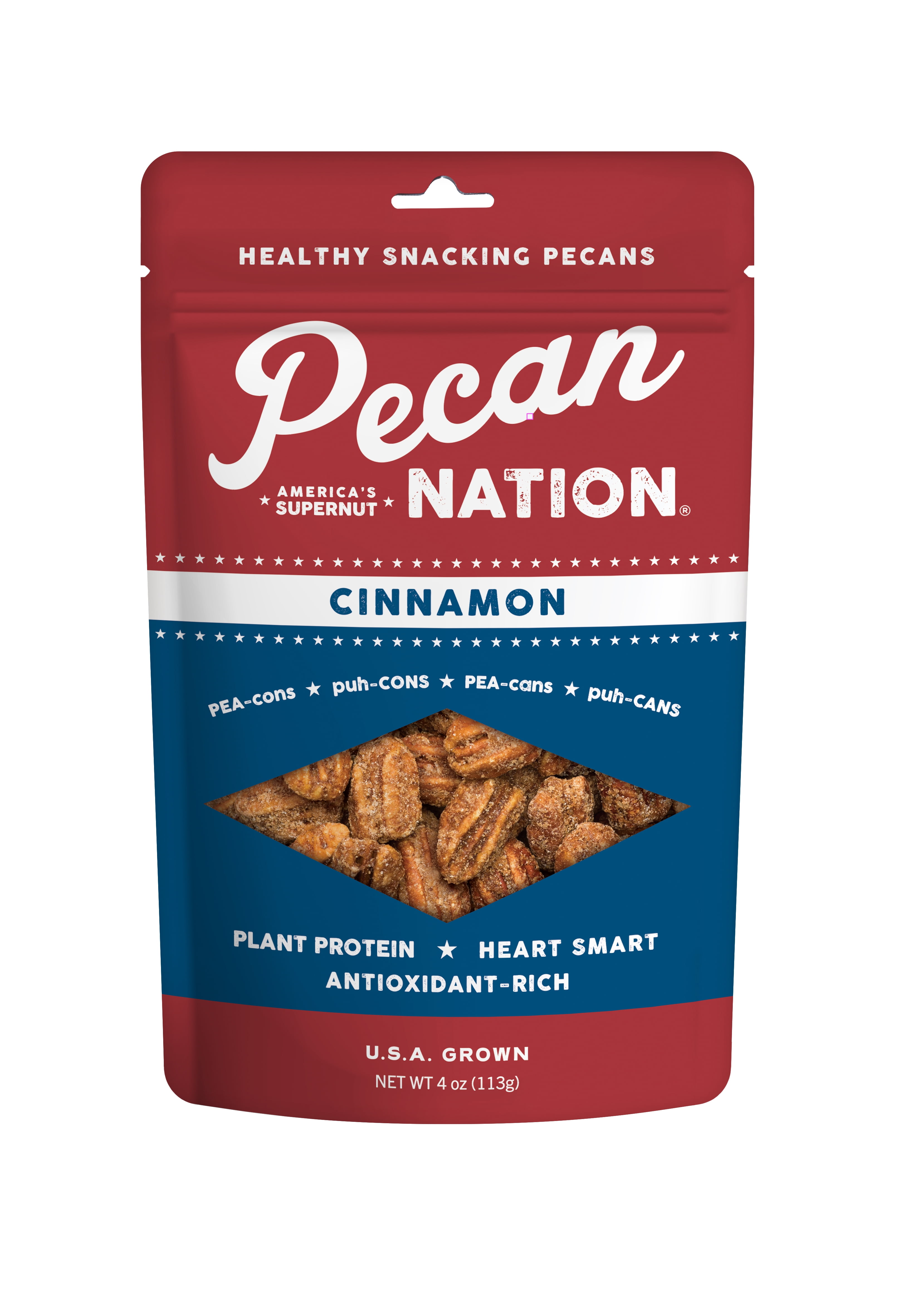 Pecan Nation Cinnamon Snacking Pecans, 4 oz Resealable Bag - Walmart.com
