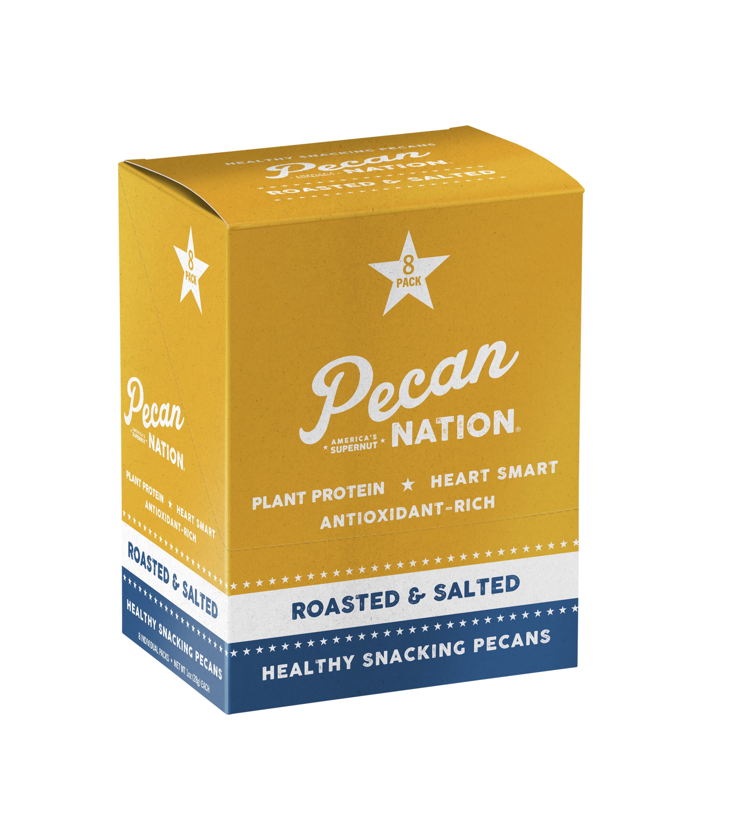 Pecan Nation Salted Roasted Pecan Halves, Healthy Snack, 1 oz., 8 Count ...