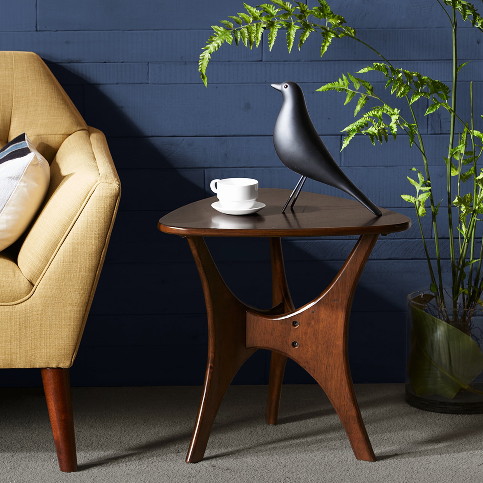 Pecan Wood Triangle Accent Table, Creates An Elegant Atmosphere Side ...