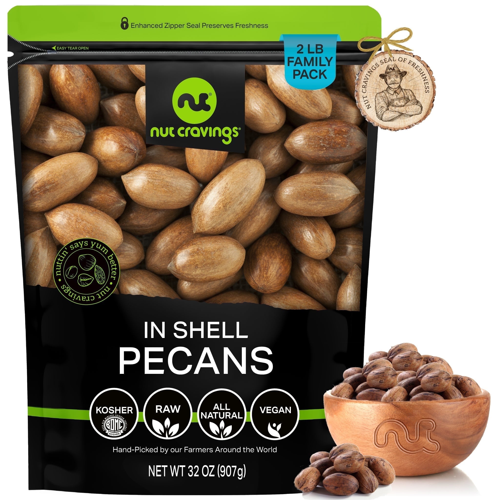 Pecans In Shell, Raw Premium 32oz for Employee Breakroom Kitchen ...