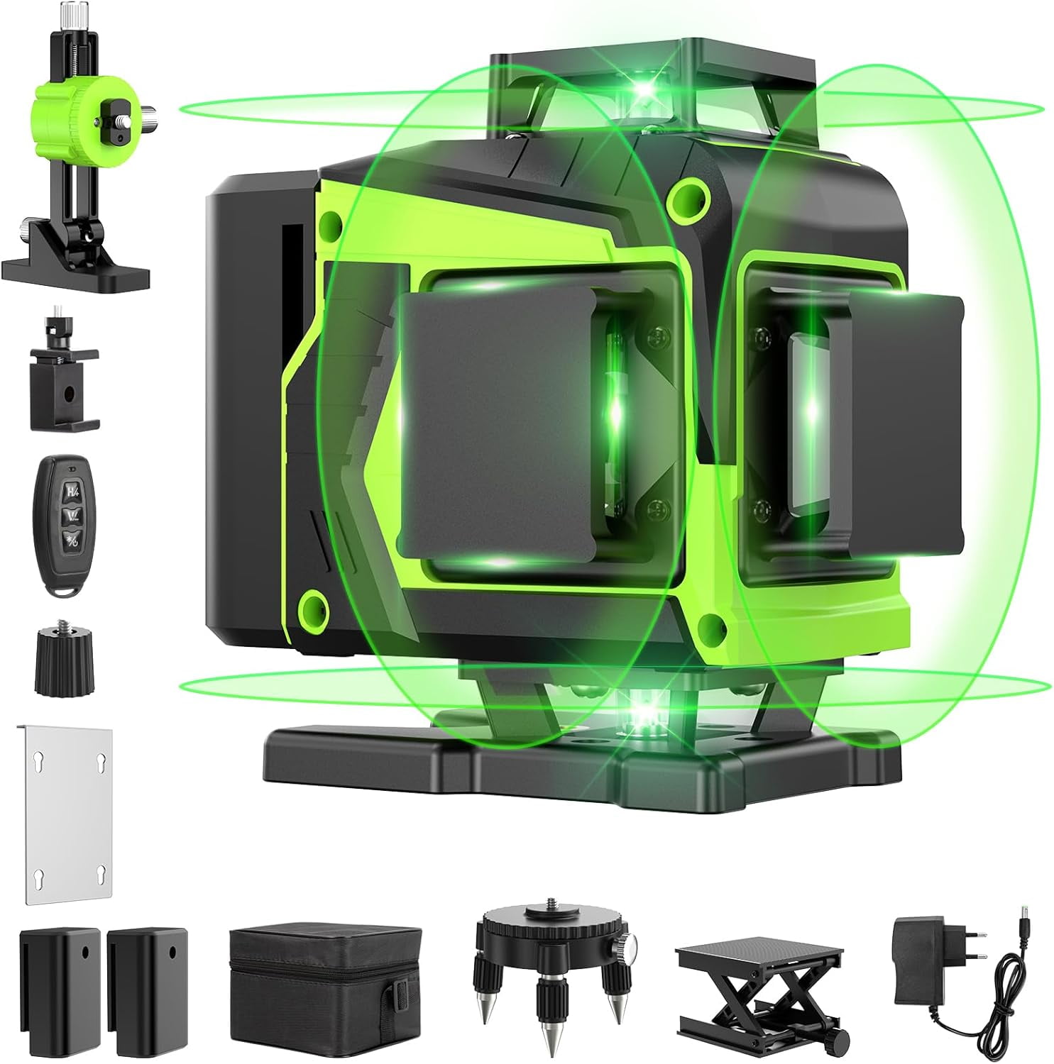 Pecham 16 Line Laser Level, 4x360°Green Cross Laser Level Self Leveling ...