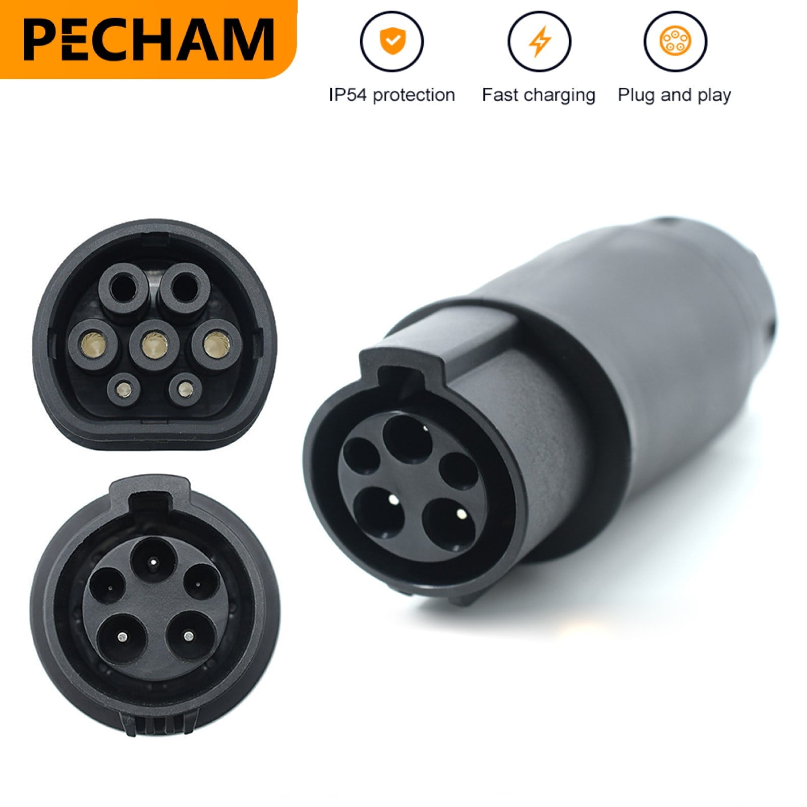 Pecham EV Charger Converter Connector, 16A/32A Power Car Adapter, Type1 ...