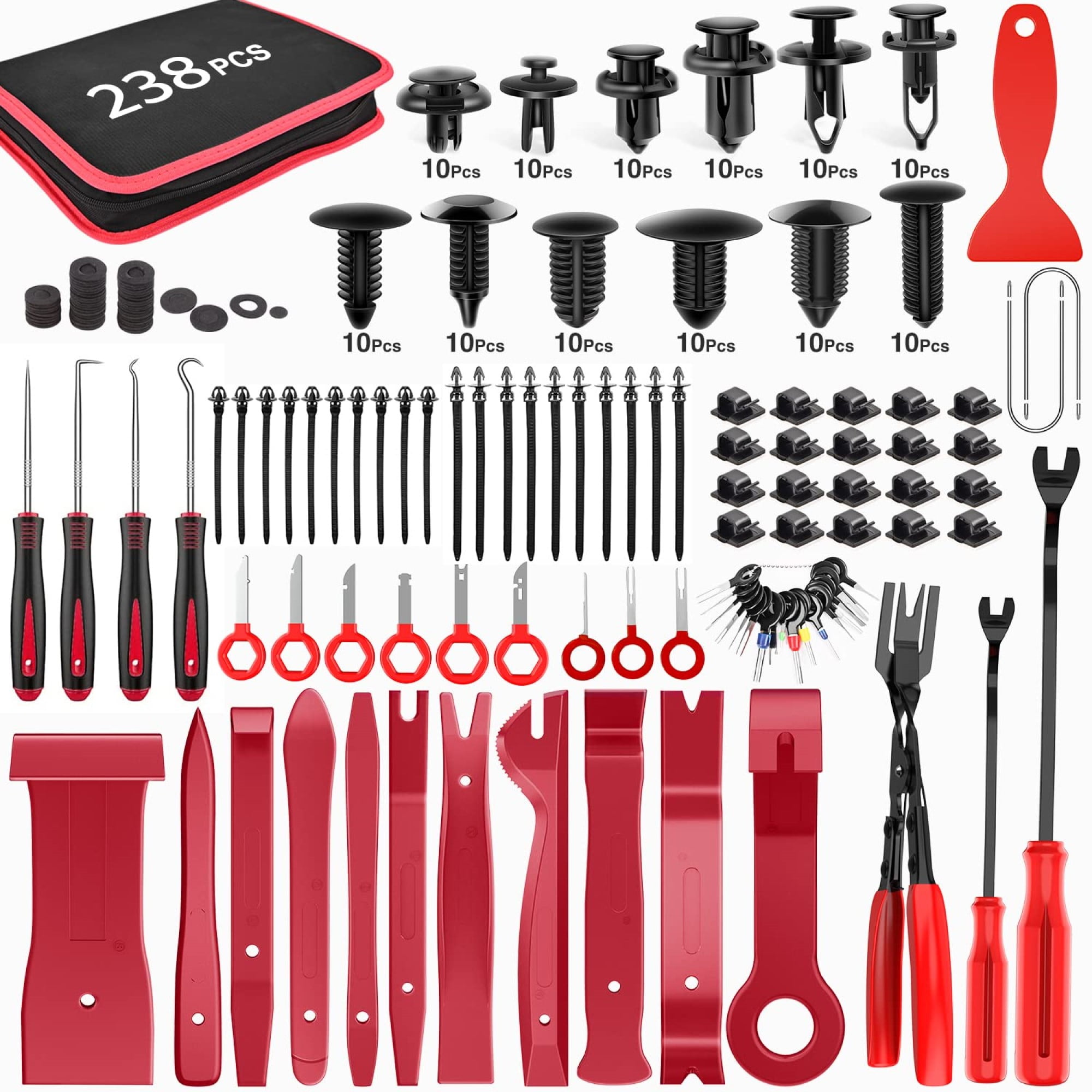 Pecham 238Pcs Trim Removal Tool, Auto Push Pin Bumper Retainer Clip Set Fastener Terminal ...