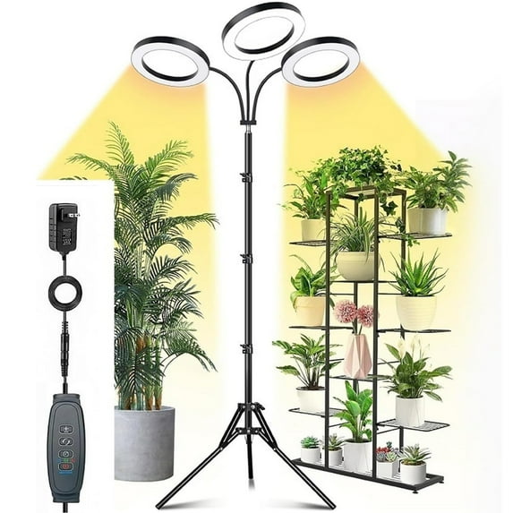 Pecham 3-Head Grow Lights for Indoor Plants, Full Spectrum LED Plant ...