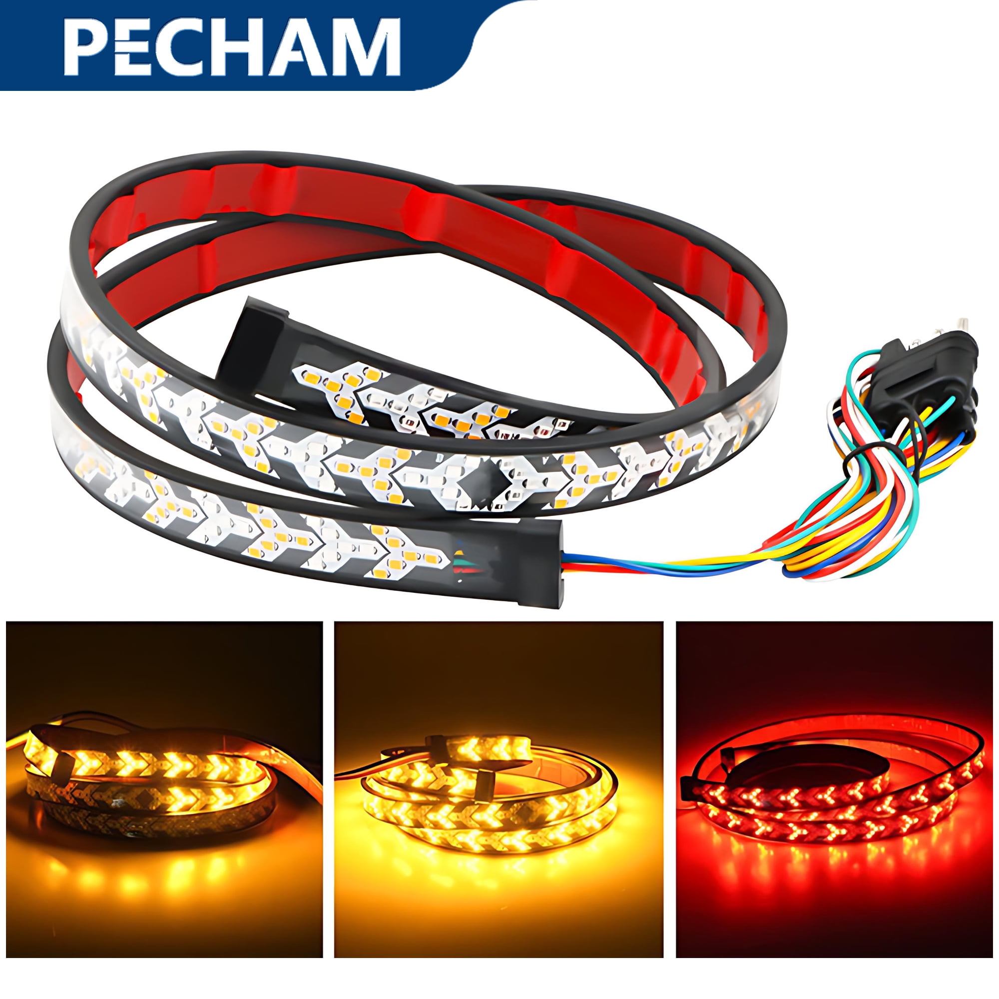 Pecham 60" Truck Tailgate Light Bar, IP65 Waterproof Tailgate LED Light Reverse Brake Signal ...