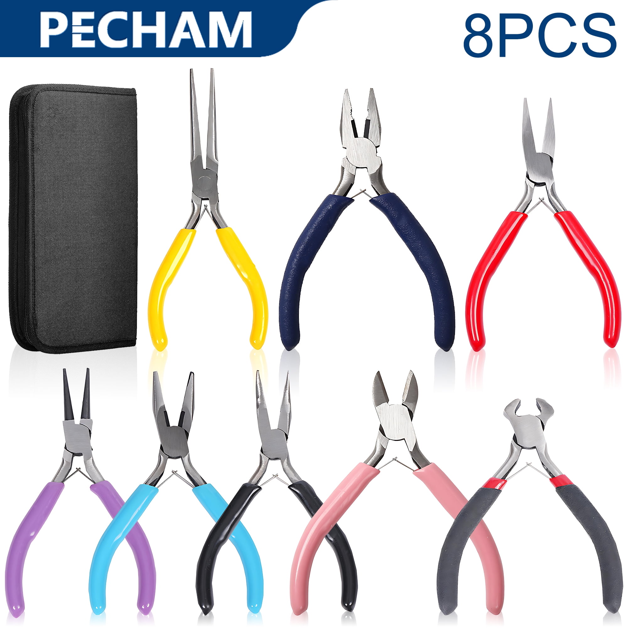Pecham 8Pcs Jewelry Making Pliers, Mini Jewelry Making Tools Kit with Pouch for for Supplies ...