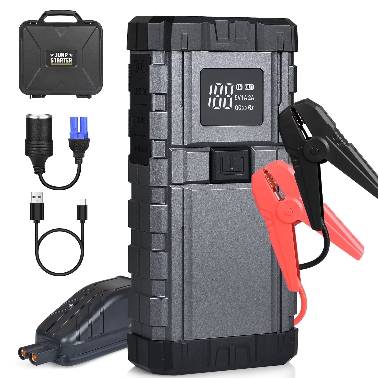Pecham 3000A Peak Jump Starter for 8L Gas/Diesel, 12V Lithium Charger ...
