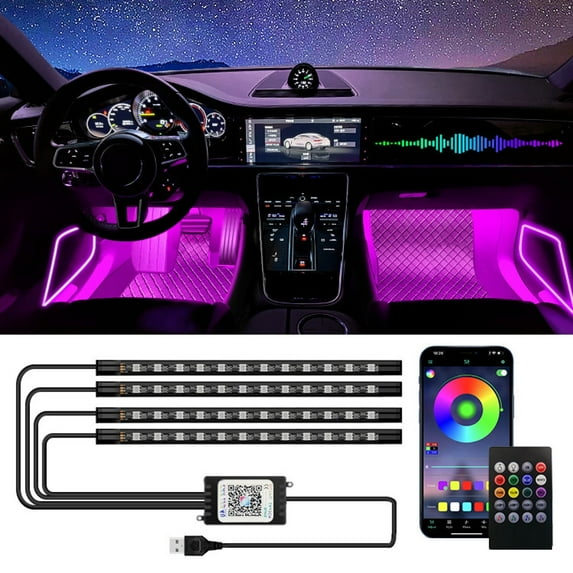 Pecham LED Interior Car Strip Lights, RGB Car Light Bar with Smart APP ...