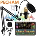 PECHAM Podcast Equipment Bundle, Audio Mixer Condenser Microphone with ...