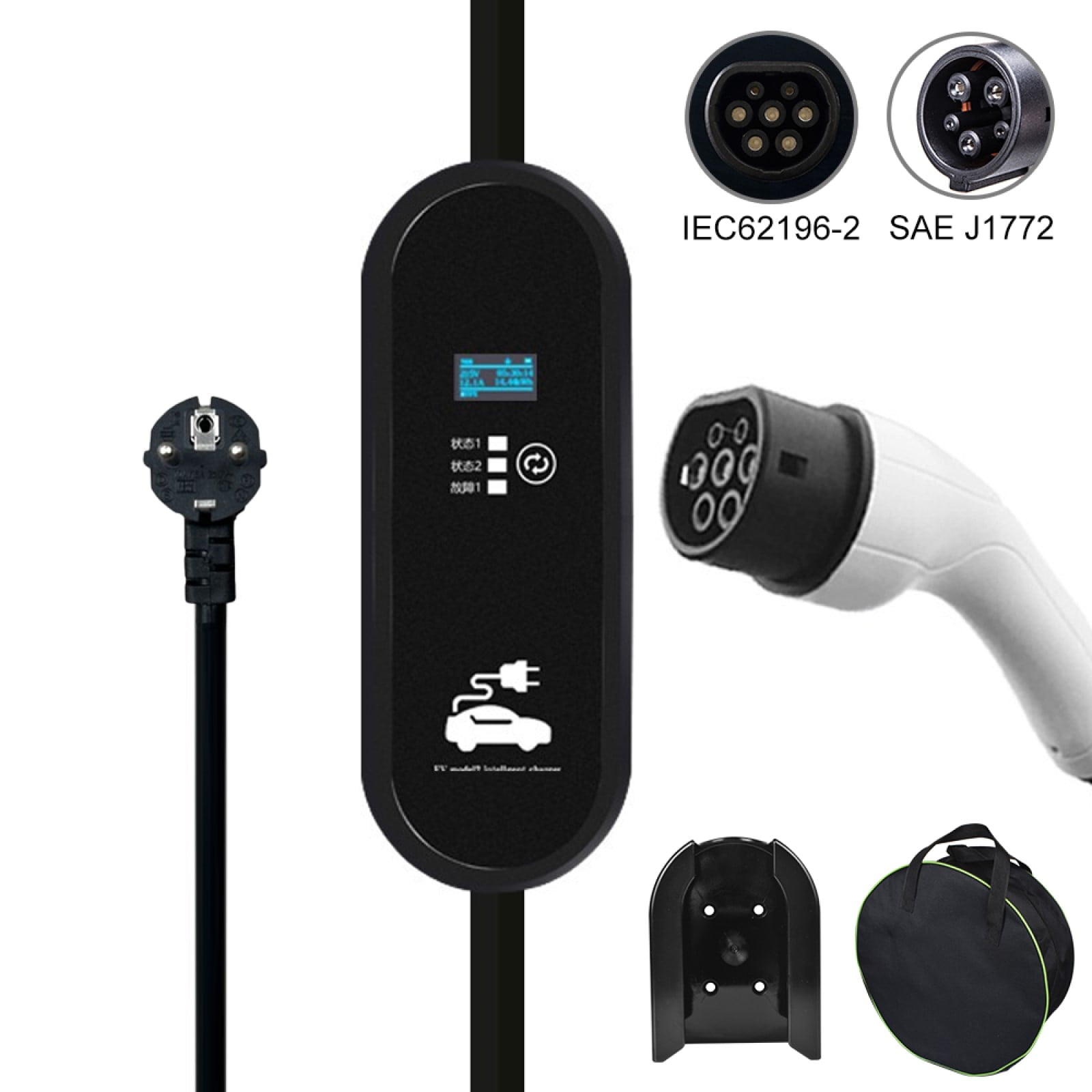 Pecham Portable EV Charger, 16A EVSE Charging Cable, Portable Electric ...