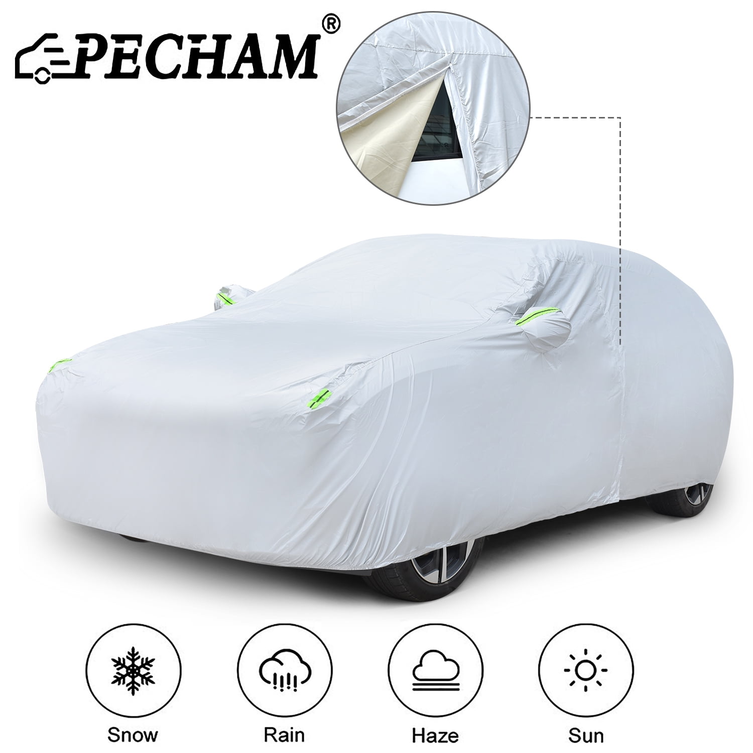 Pecham SUV Car Cover Waterproof with Side Door Zipper All Weather ...