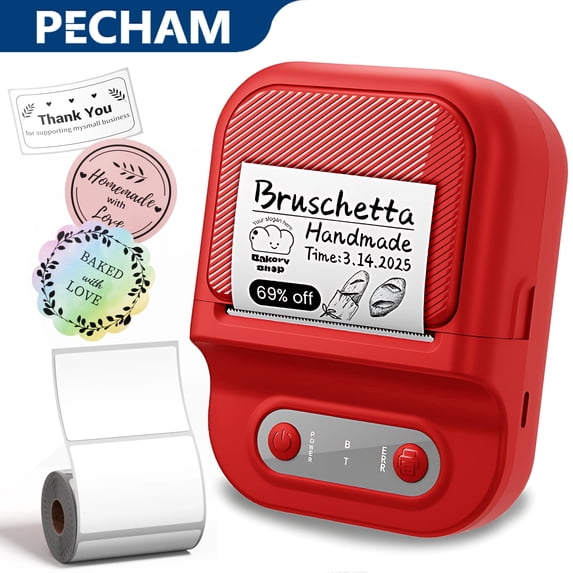 Pecham Thermal Label Printer, Label Maker Machine with Tape, Bluetooth ...